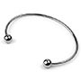 Steel Ball End Cuff Bracelet - Steel Bangle