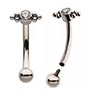 Custom Order Titanium Tri Bead Bezel Gem Curved Barbell