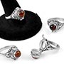Silver And Amber Poison Ring