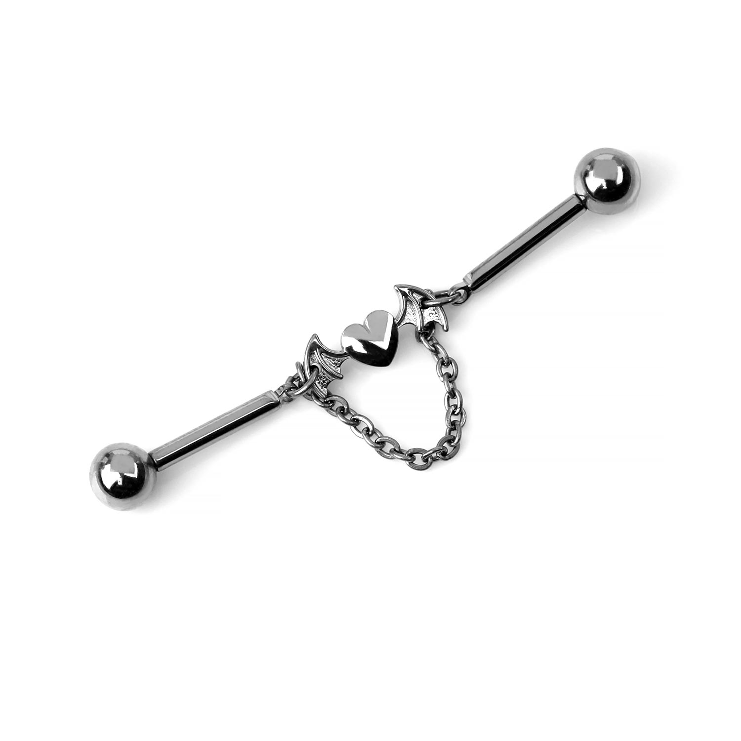Titanium Bat Heart Floating Industrial Barbell