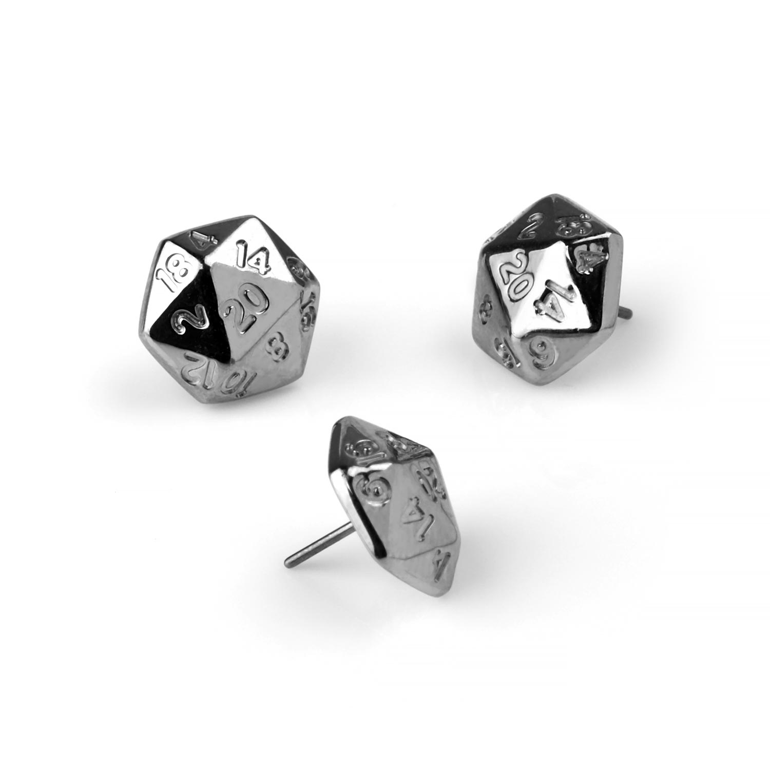 Titanium Dungeons & Dragons 3d Flat Back Dice Threadless End