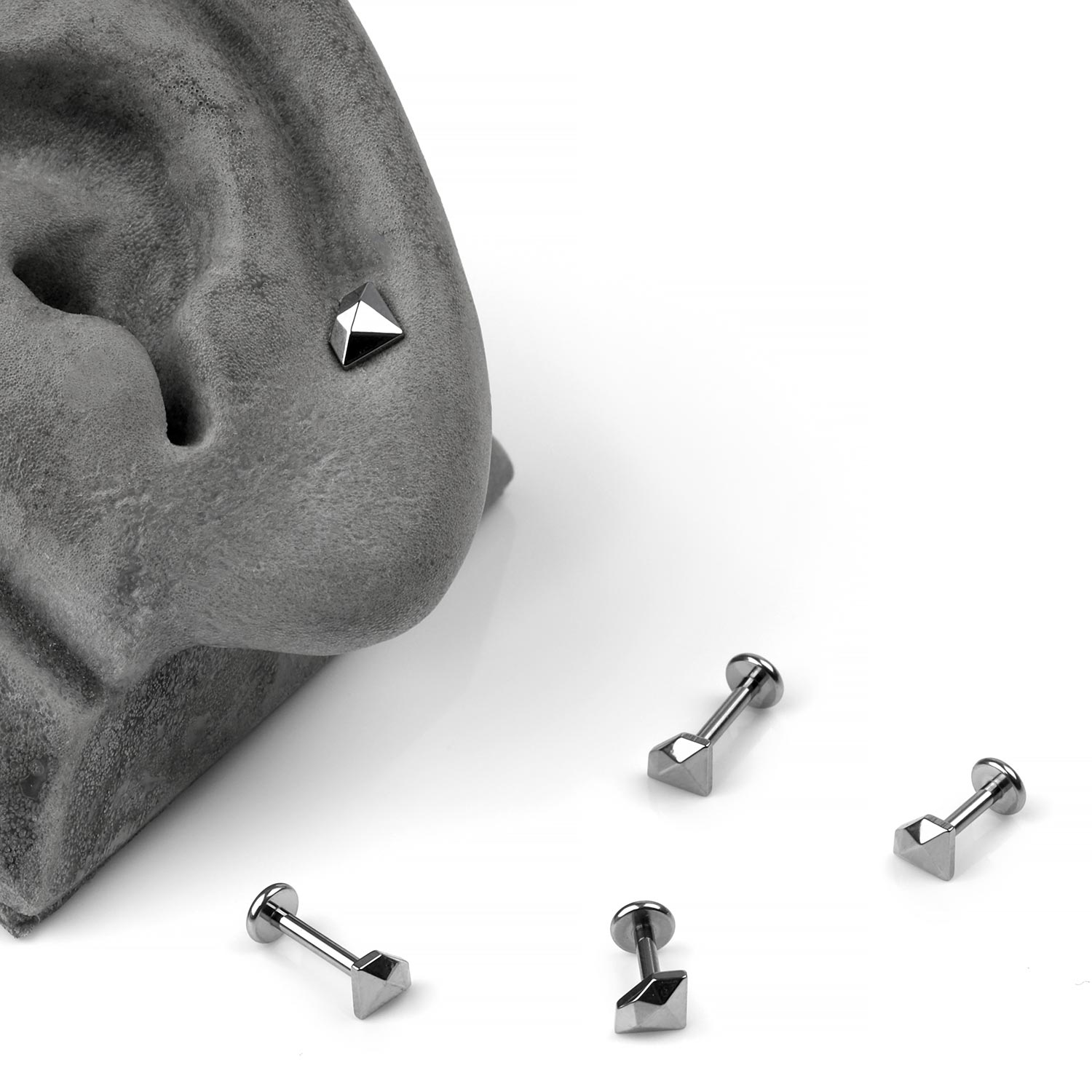 Titanium Diamond End Labret For Helix, Lobe, Tragus Piercing