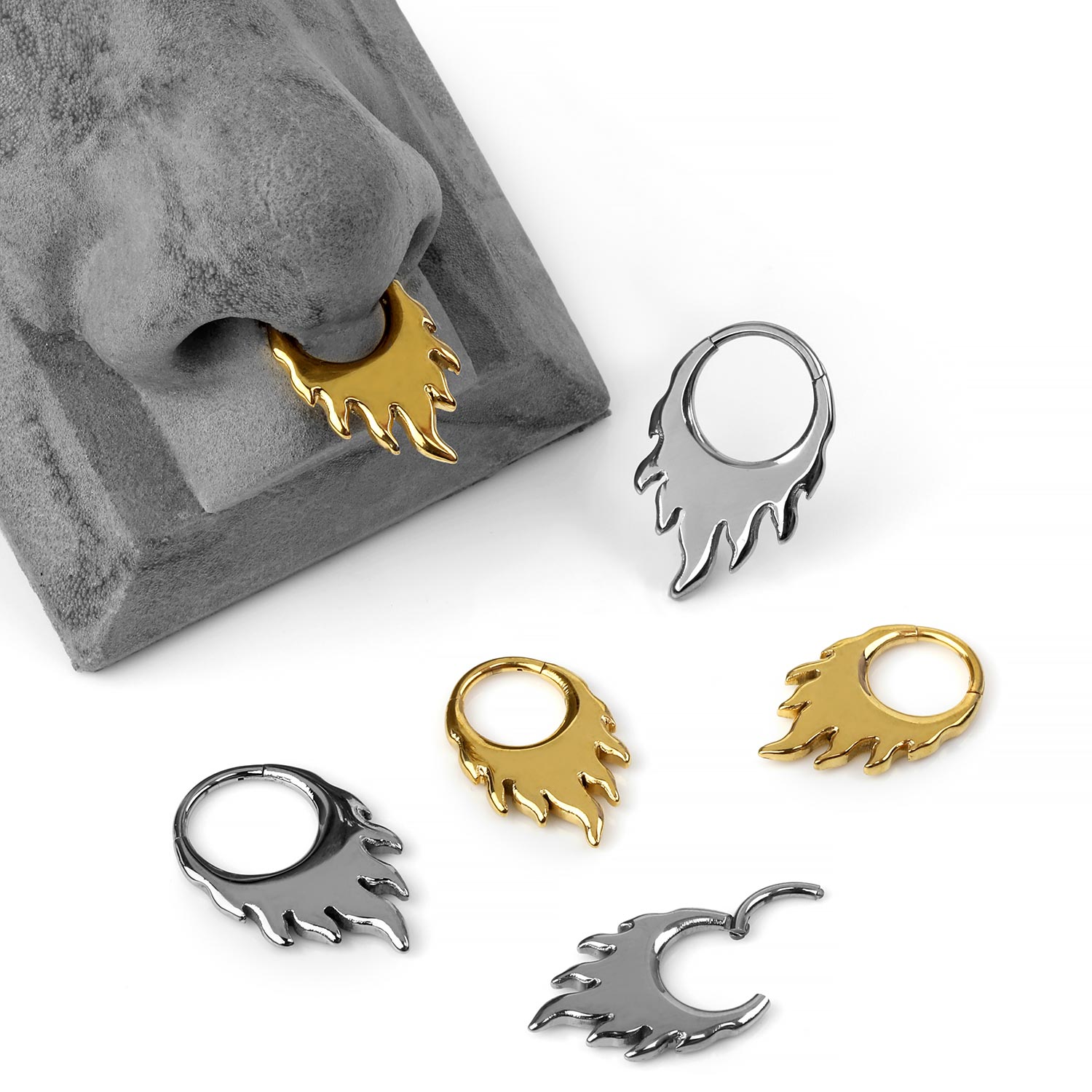 Titanium Flame Clicker For Daith, Helix, Septum