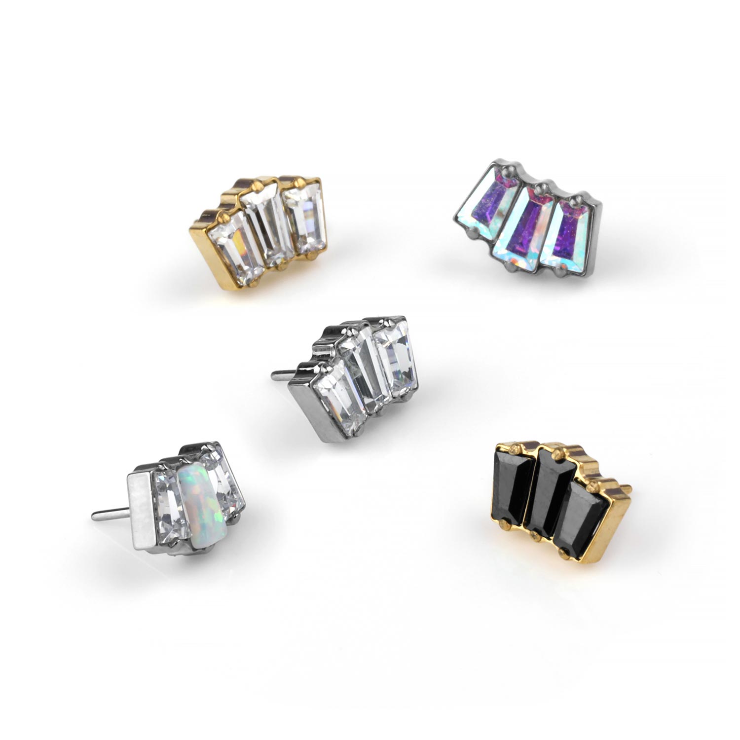 Titanium Triple Tapered Baguette Gem Threadless End