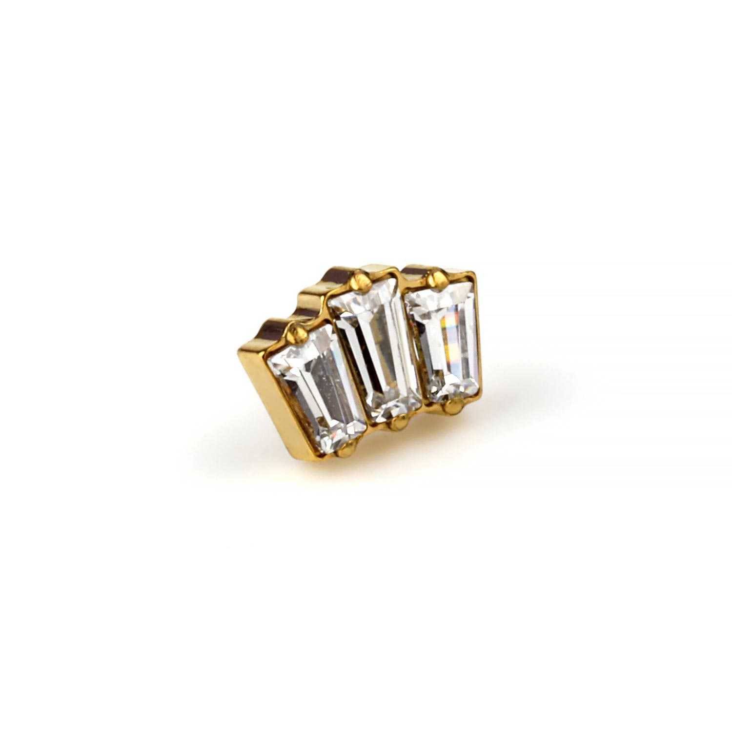 Titanium Triple Tapered Baguette Gem Threadless End