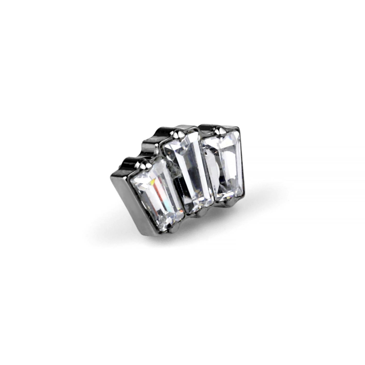 Titanium Triple Tapered Baguette Gem Threadless End