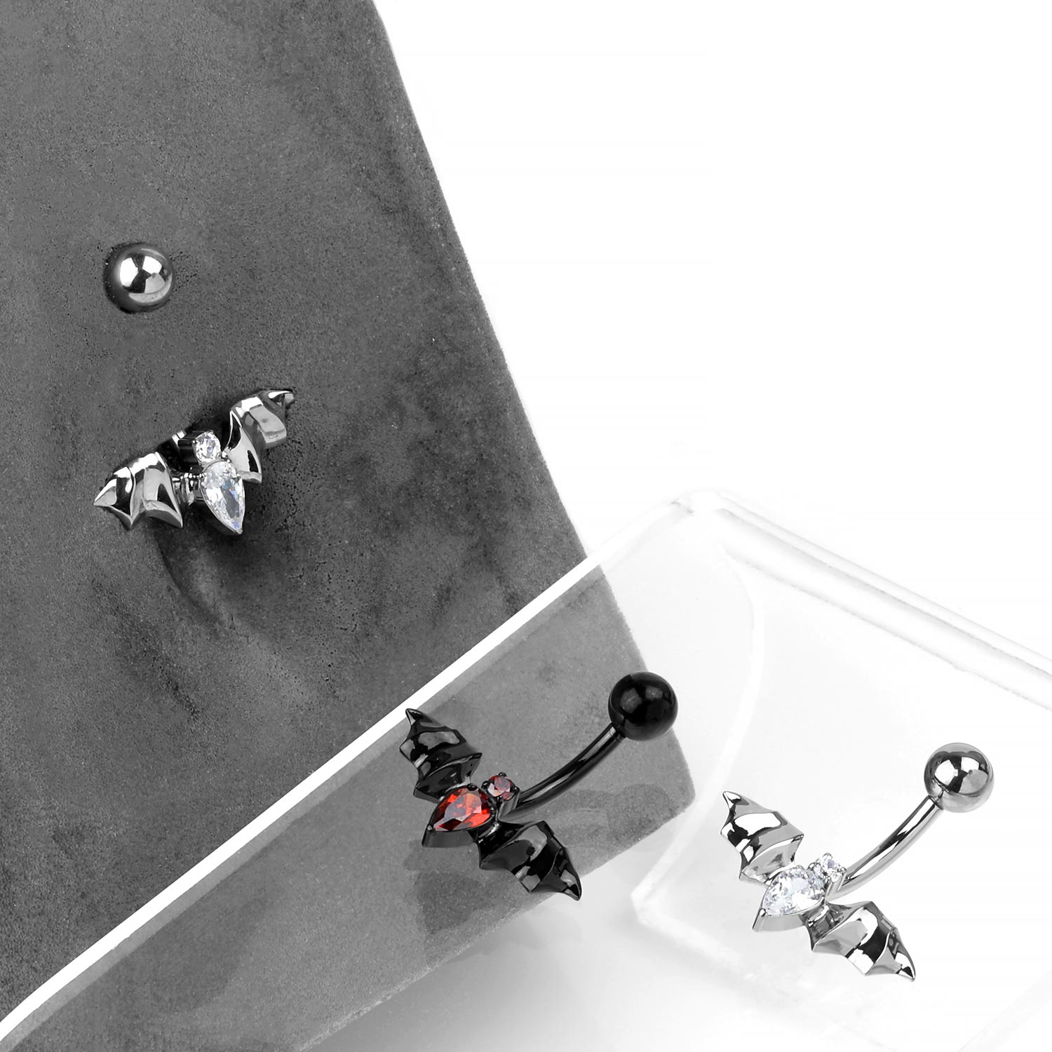 Titanium Bat Navel Piercing With Gemstones