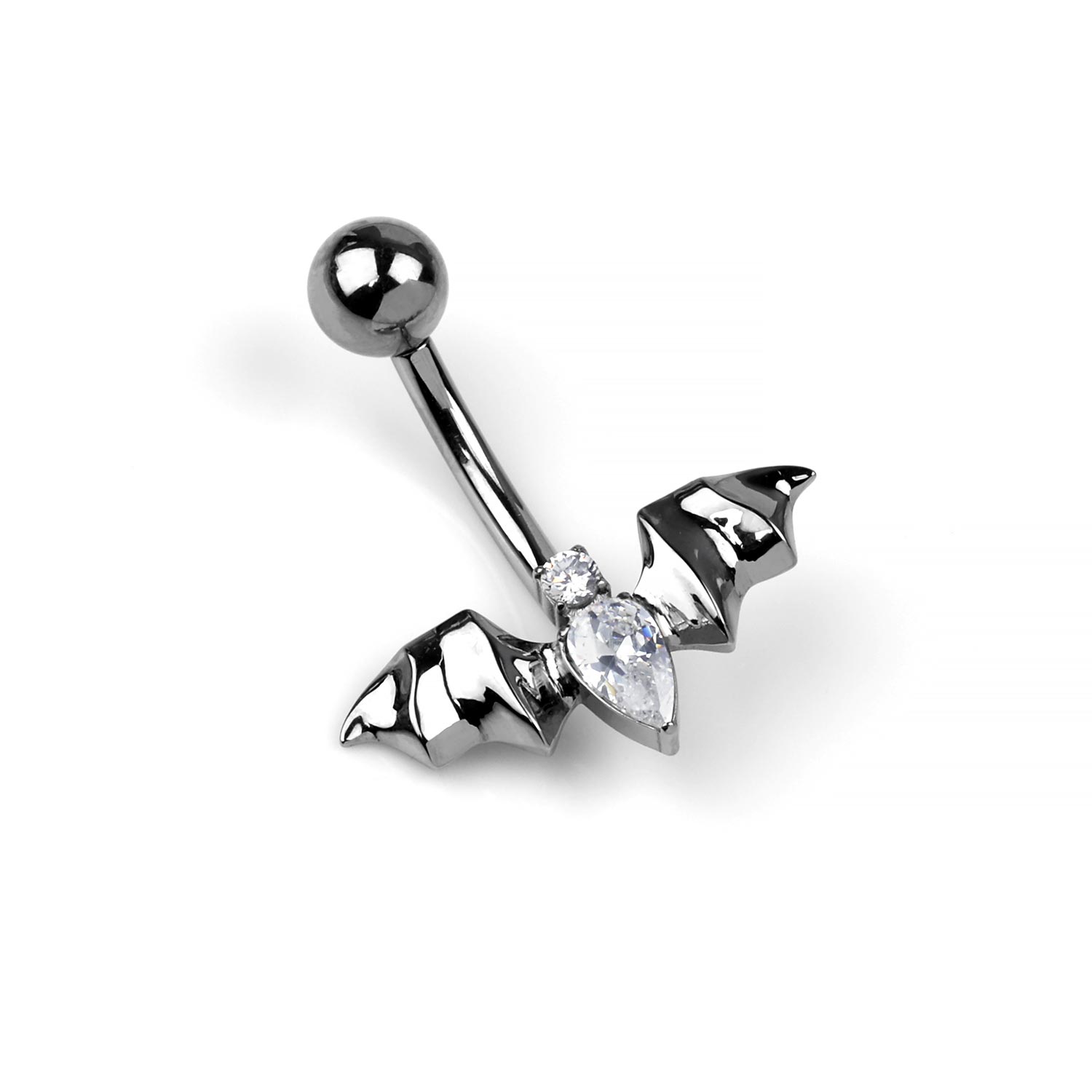 Titanium Bat Navel Piercing With Gemstones