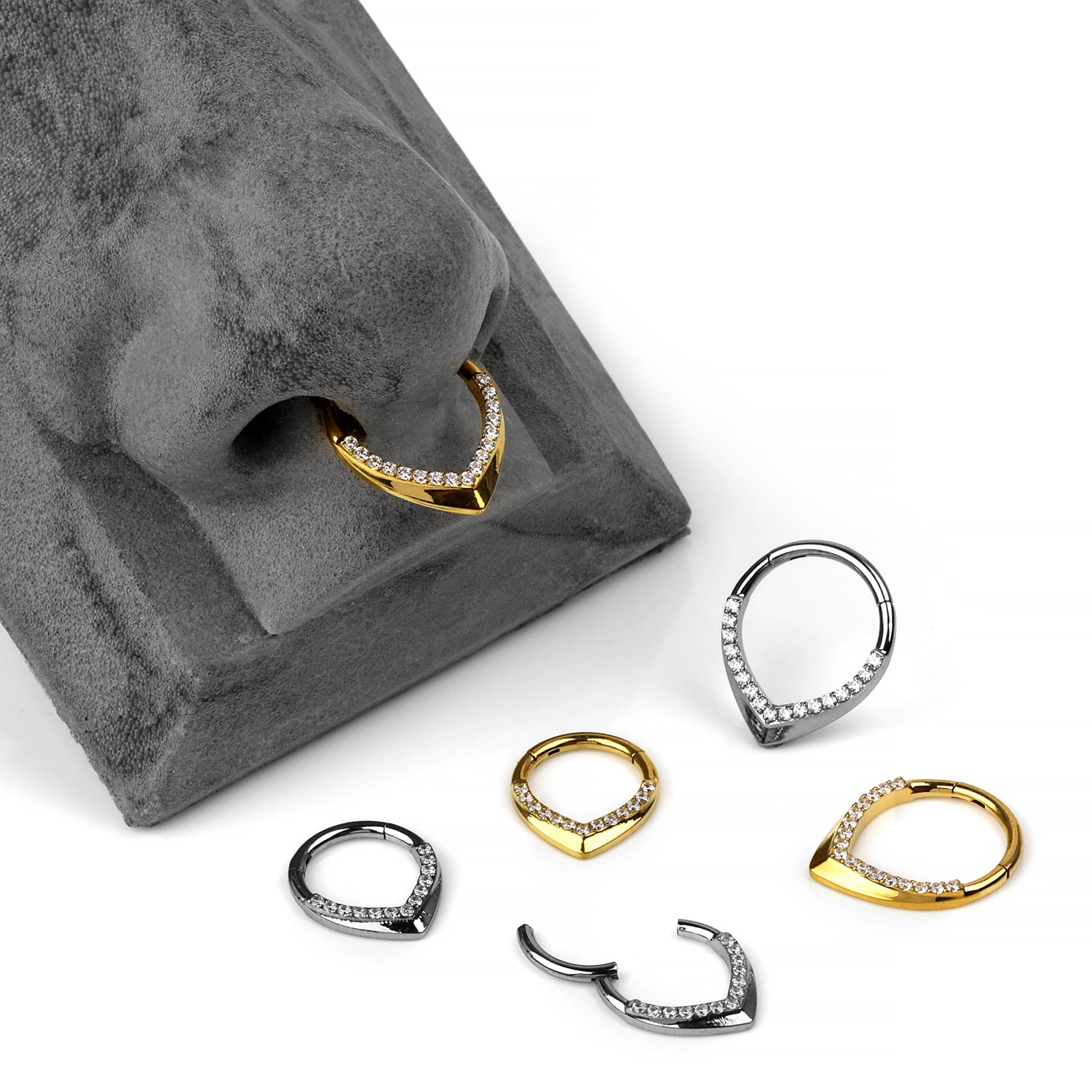 Titanium Beveled Gem Teardrop Clicker