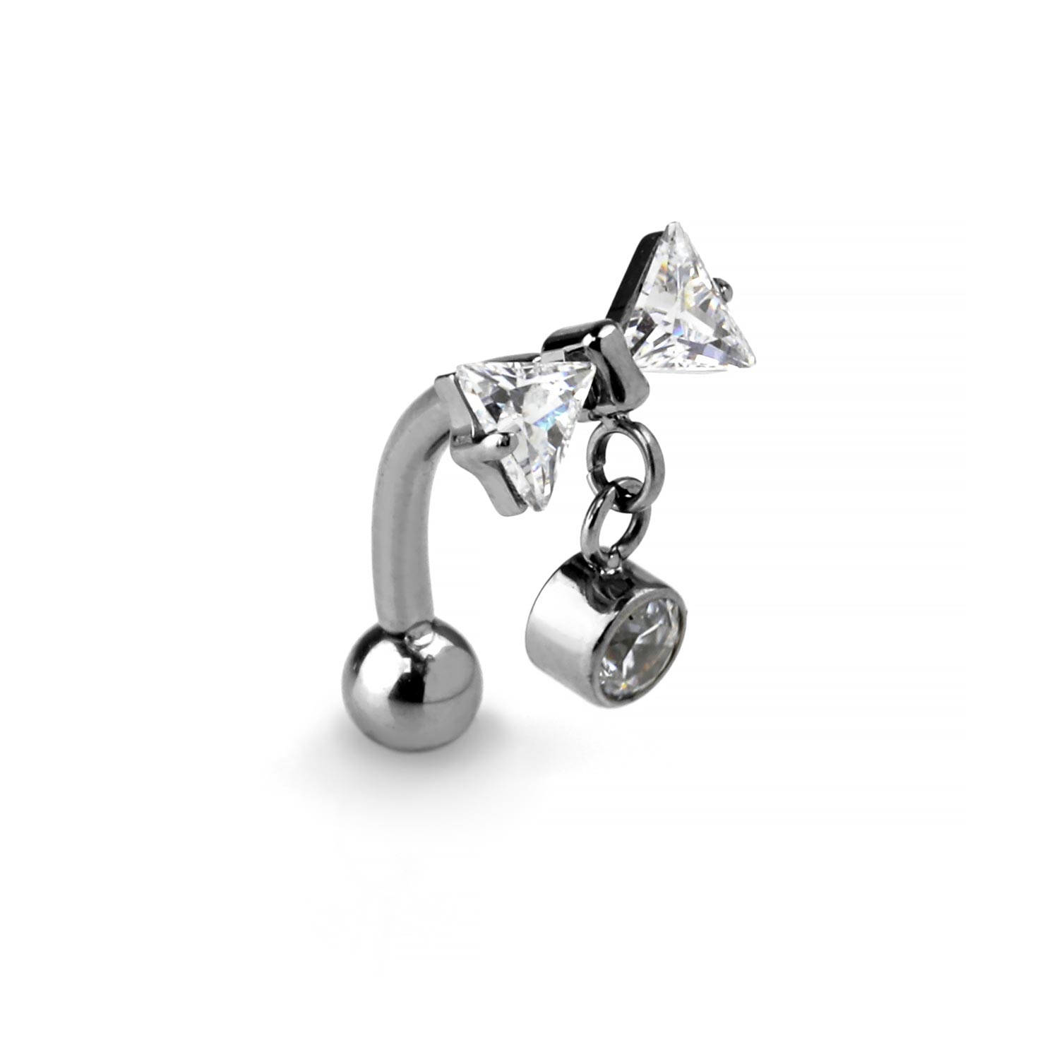 Titanium Cz Gem Bow Curved Barbell For Piercings