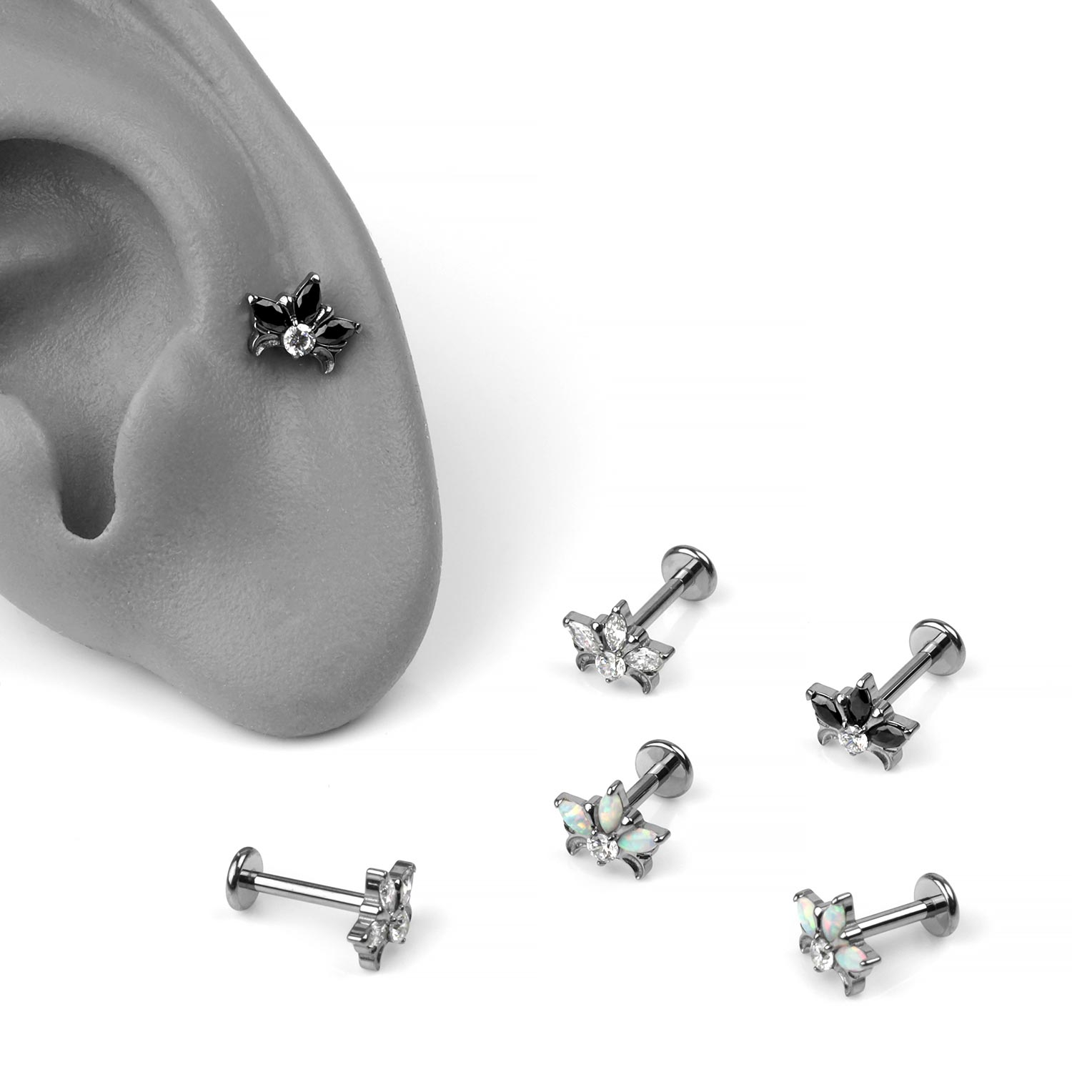 Marquise Gem Titanium Labret For Helix & Lobe