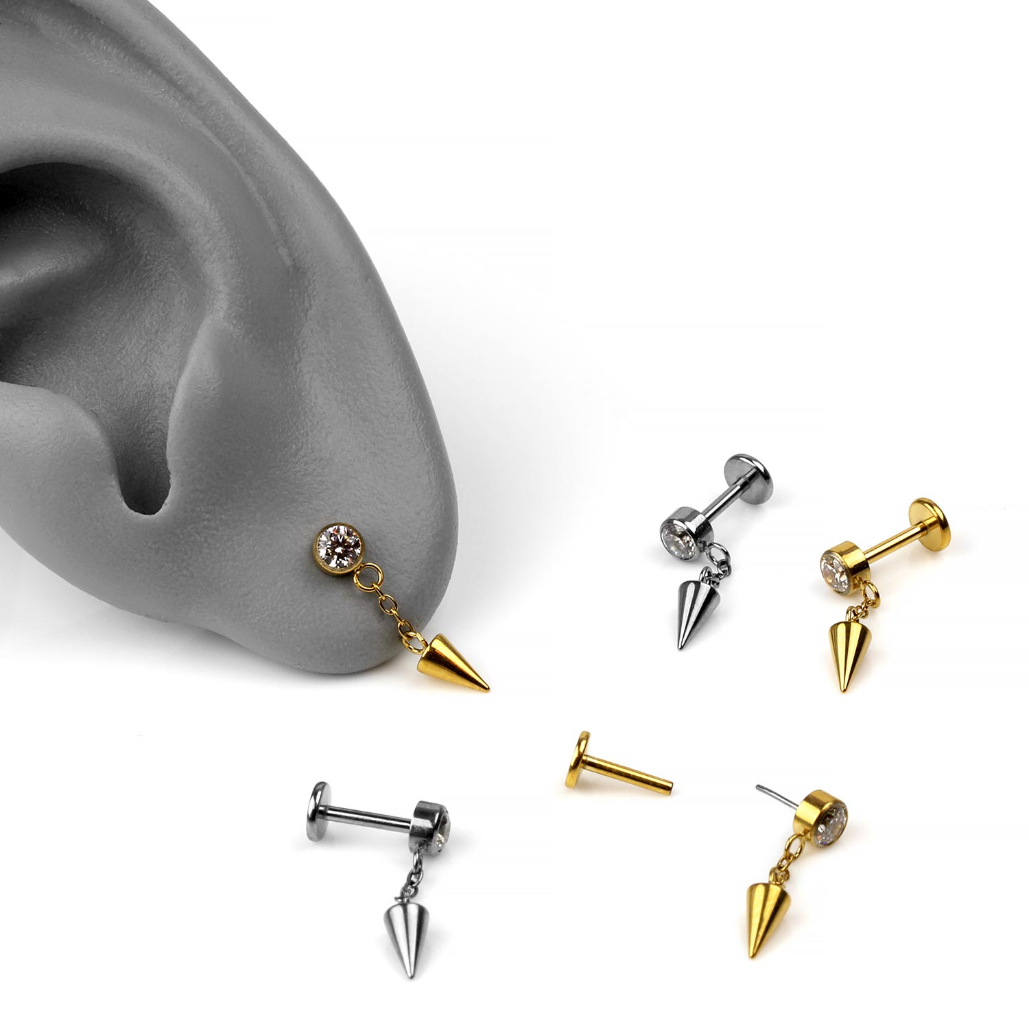 Titanium Flatback Earrings With Gemstones