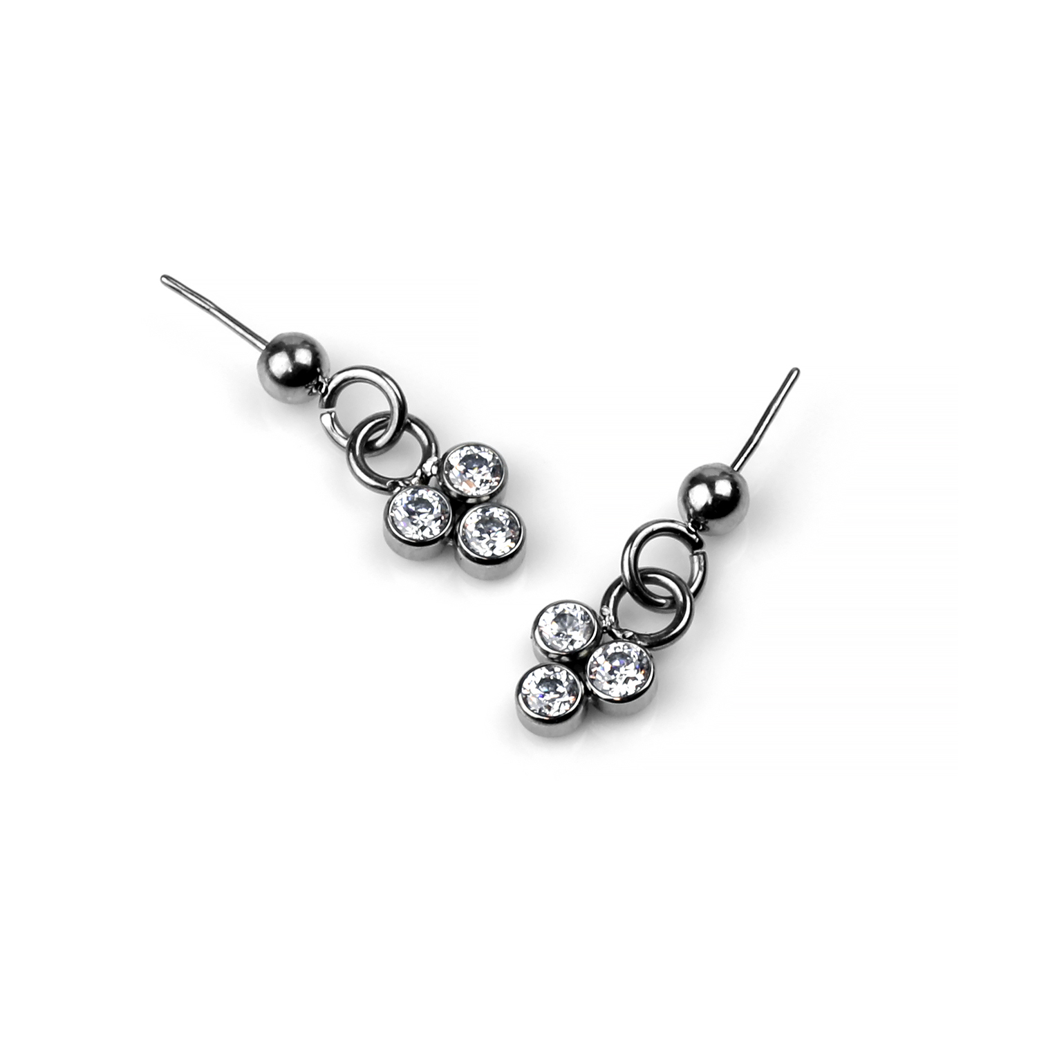 Titanium Threadless End With Dangle Gems, Synthetic Stones