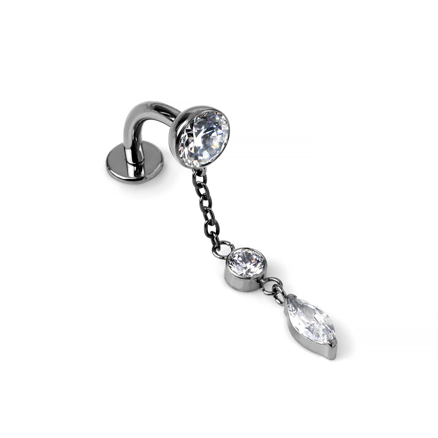 Titanium Floating Navel Ring With Synthetic Gemstones