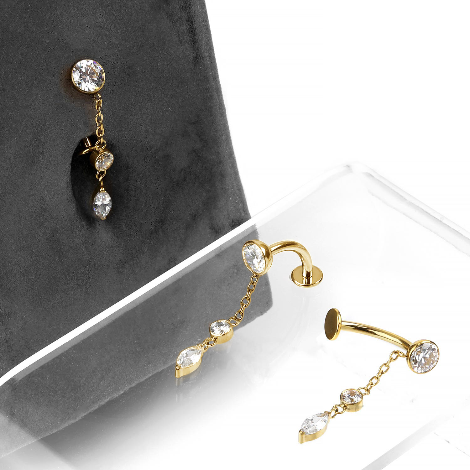 Titanium Floating Navel Ring With Synthetic Gemstones