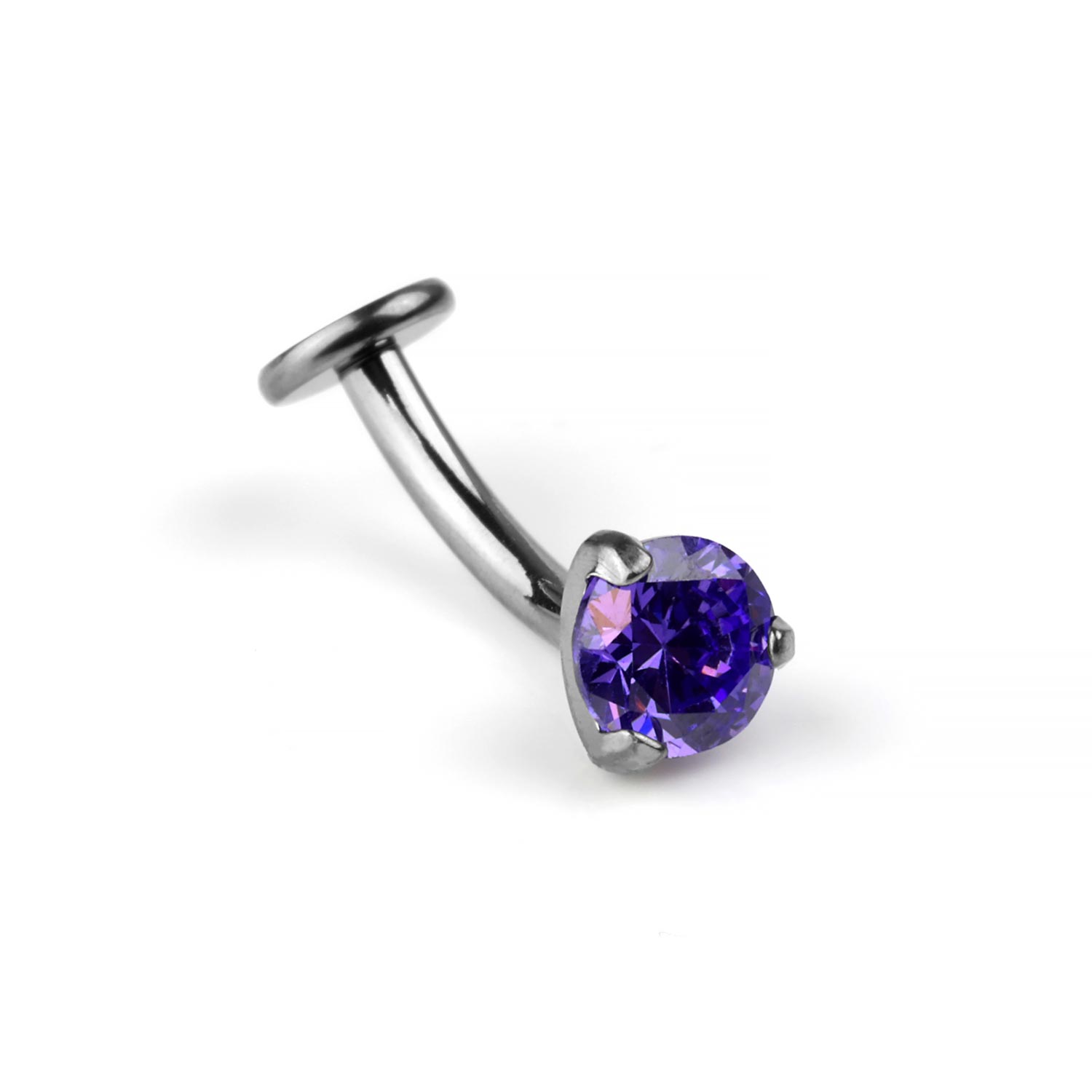 Titanium Floating Navel With Prong Set Gems