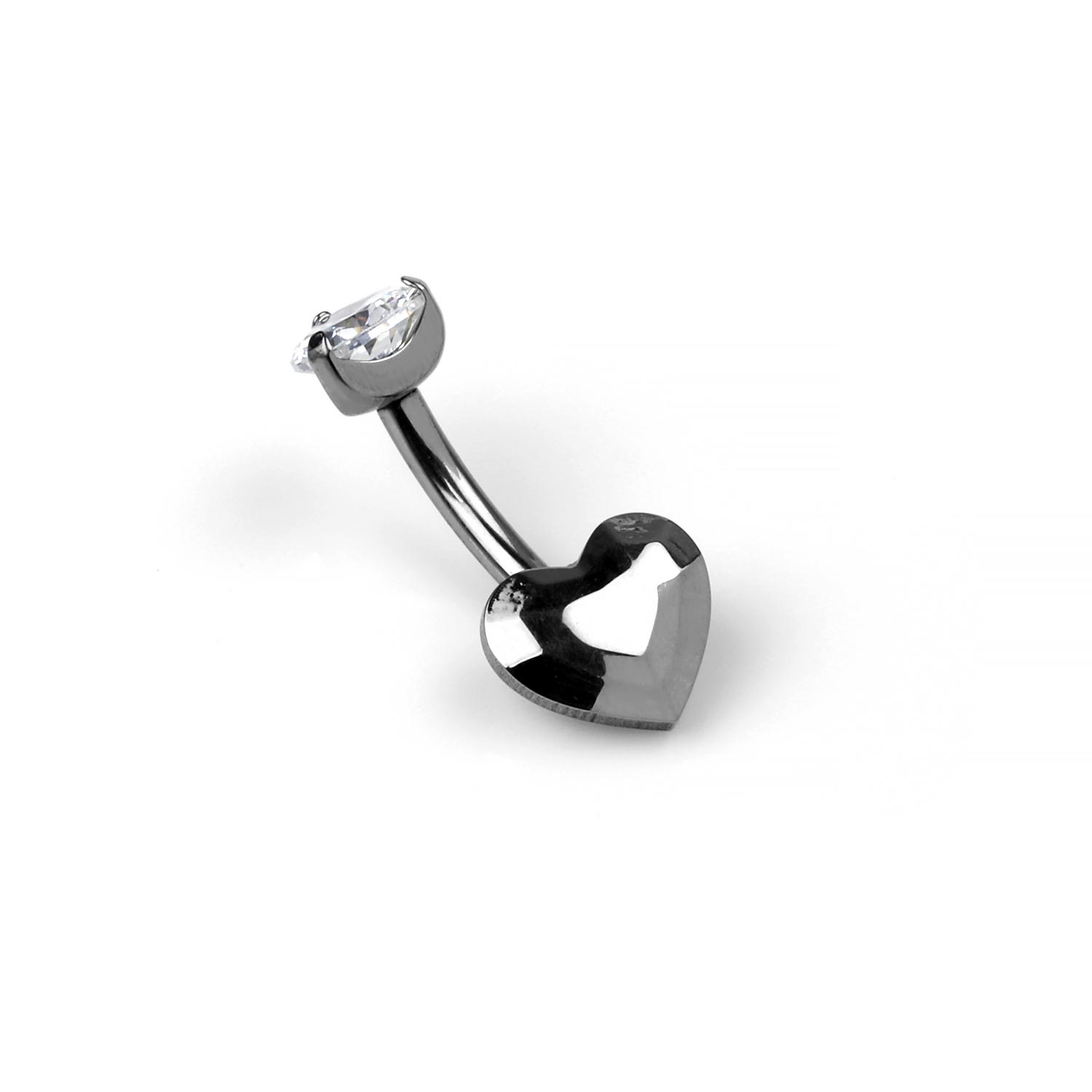Titanium Heart Navel With Synthetic Cz Gem