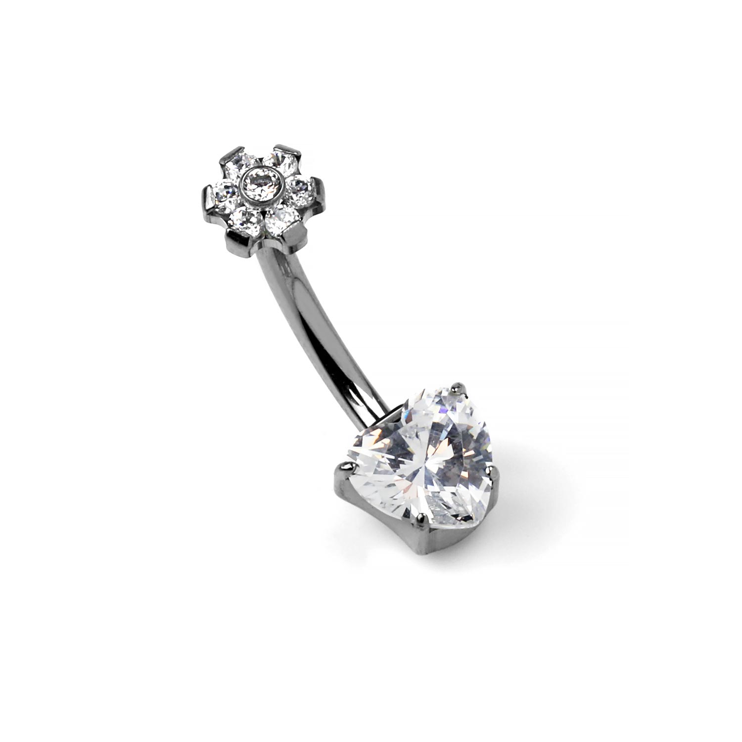 Titanium Heart & Flower Belly Piercing Jewelry
