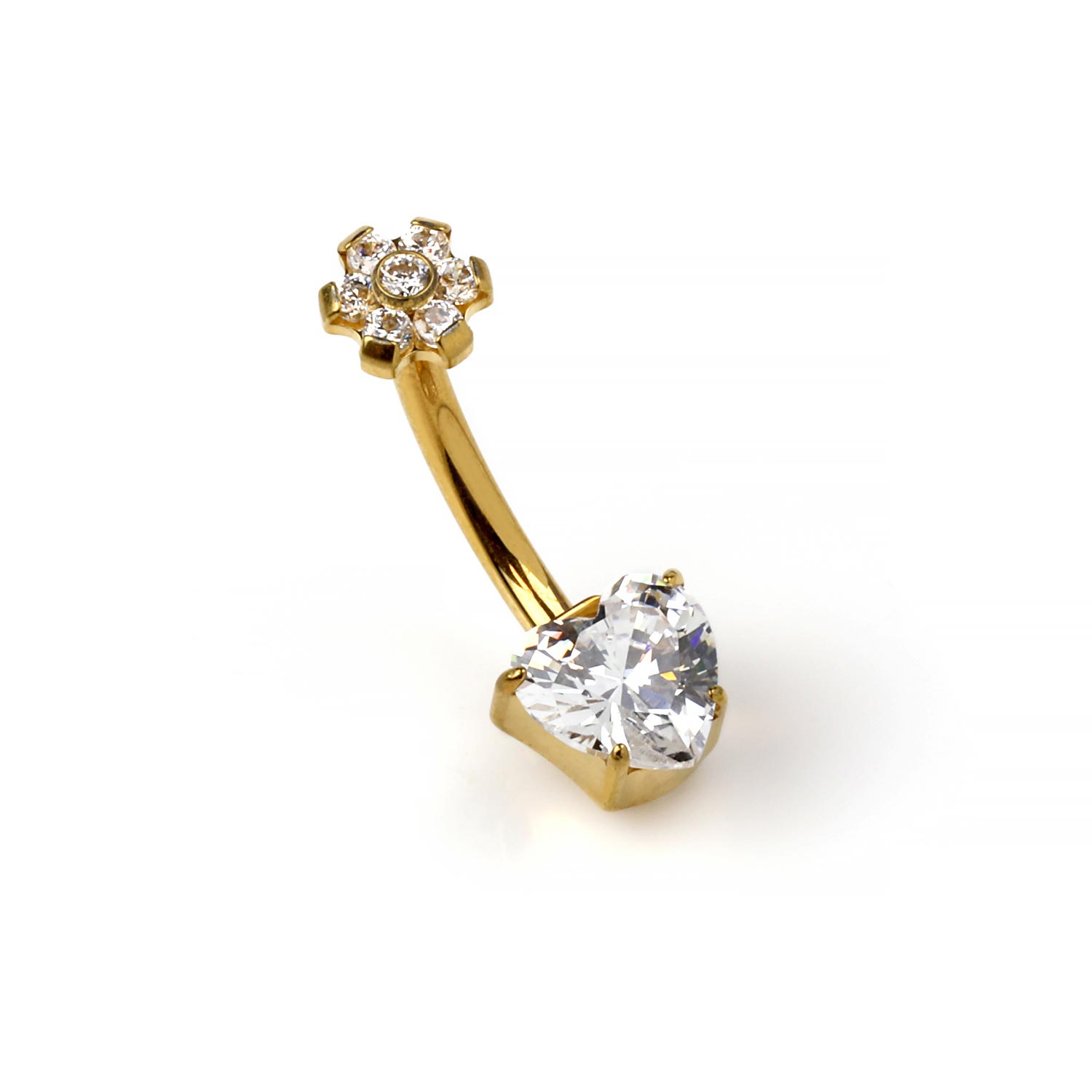 Titanium Heart & Flower Belly Piercing Jewelry