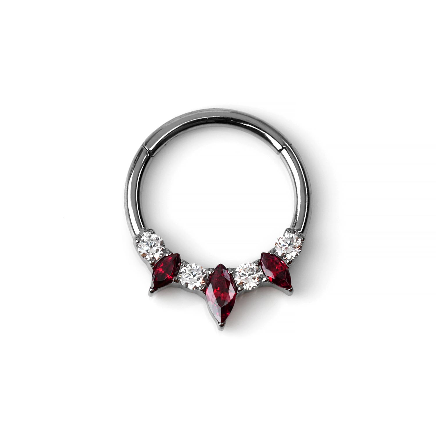 Titanium Marquise Gemmed Clicker Ring Daith, Lobe, Septum