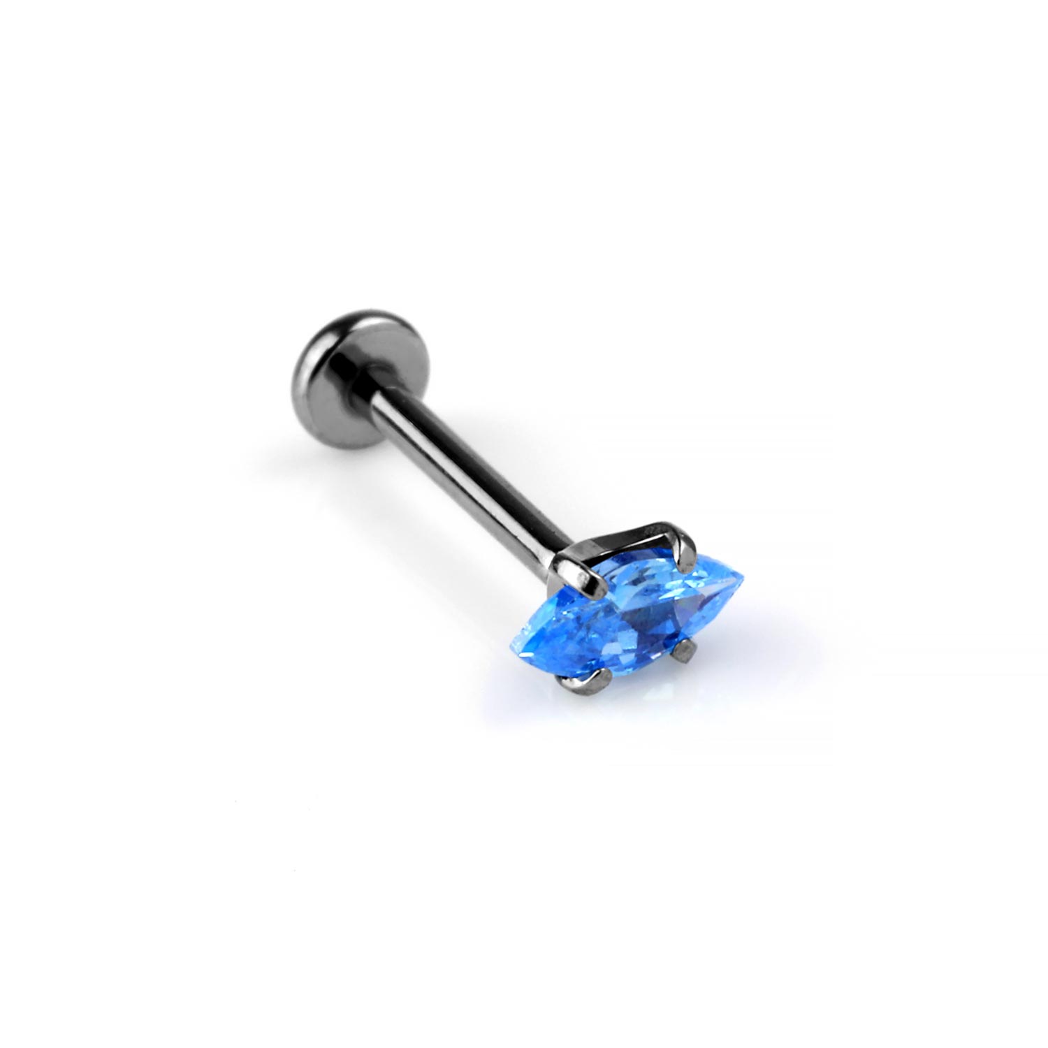Titanium Flatback Threadless Marquise Gem Earring Studs
