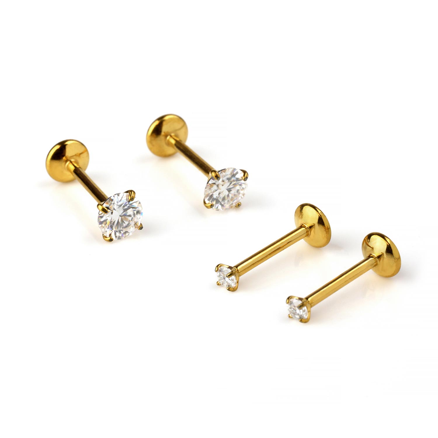 Titanium Threadless Moissanite Flatback Earrings