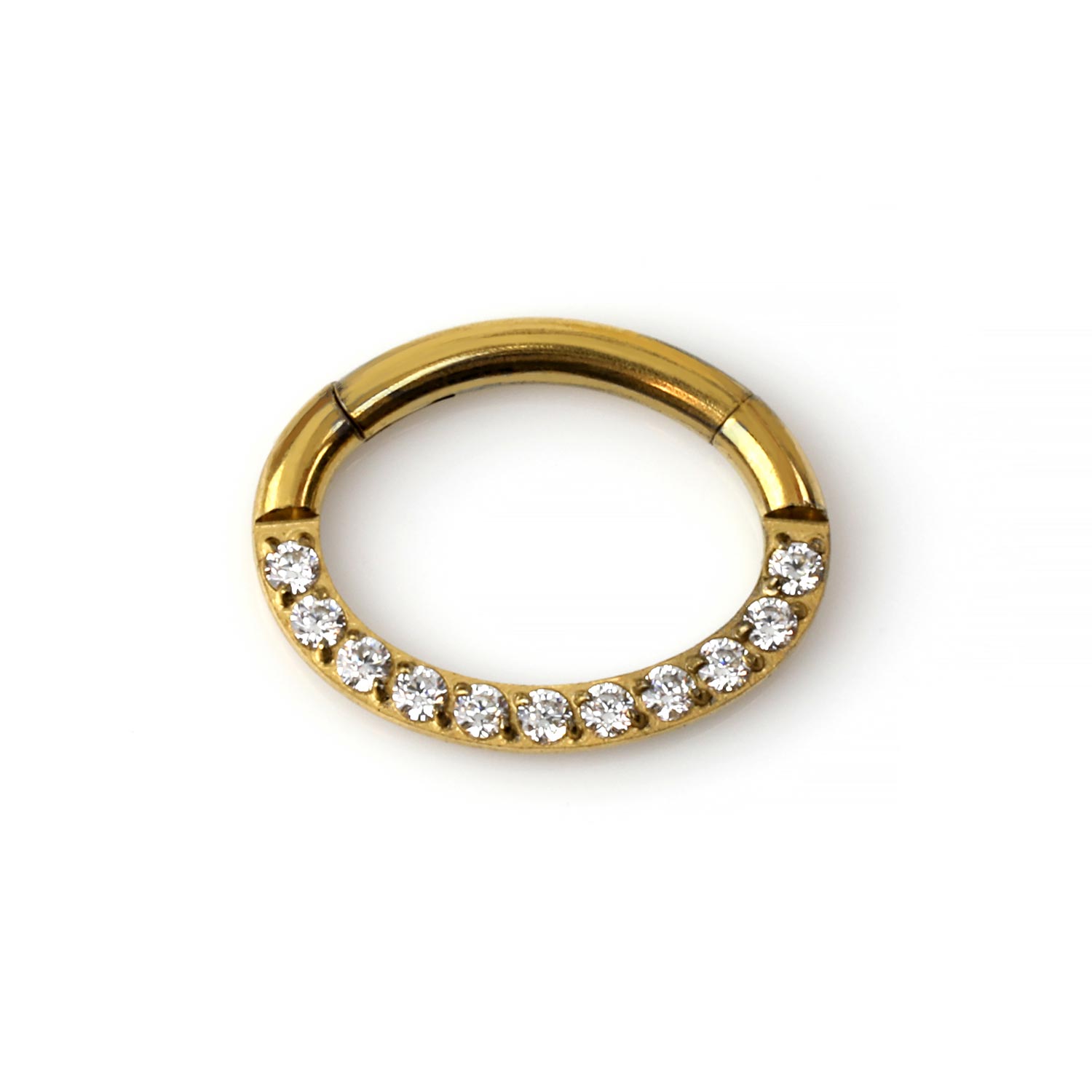 Titanium Astm F136 Cz Oval Clicker Piercing Ring