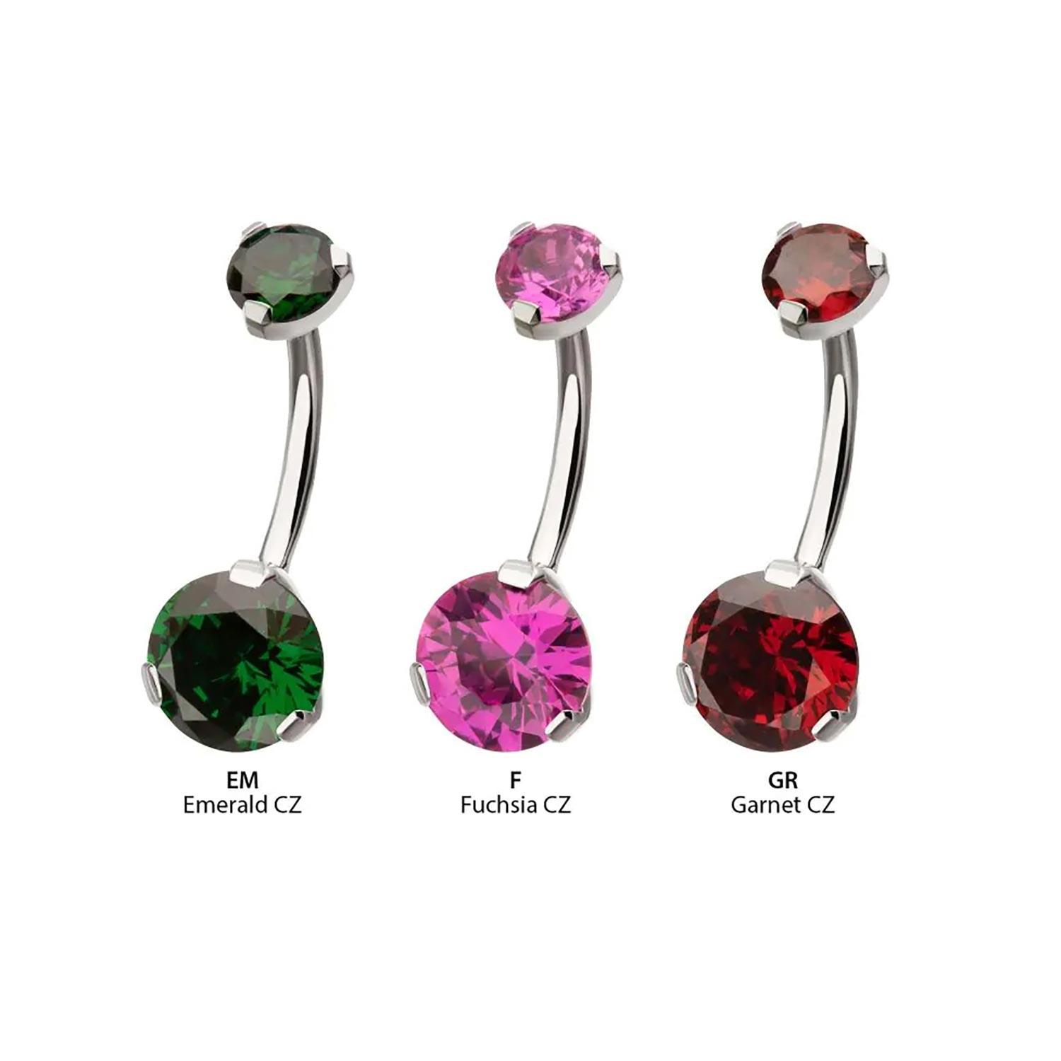 Custom Titanium 3-prong Round Gem Navel Piercing
