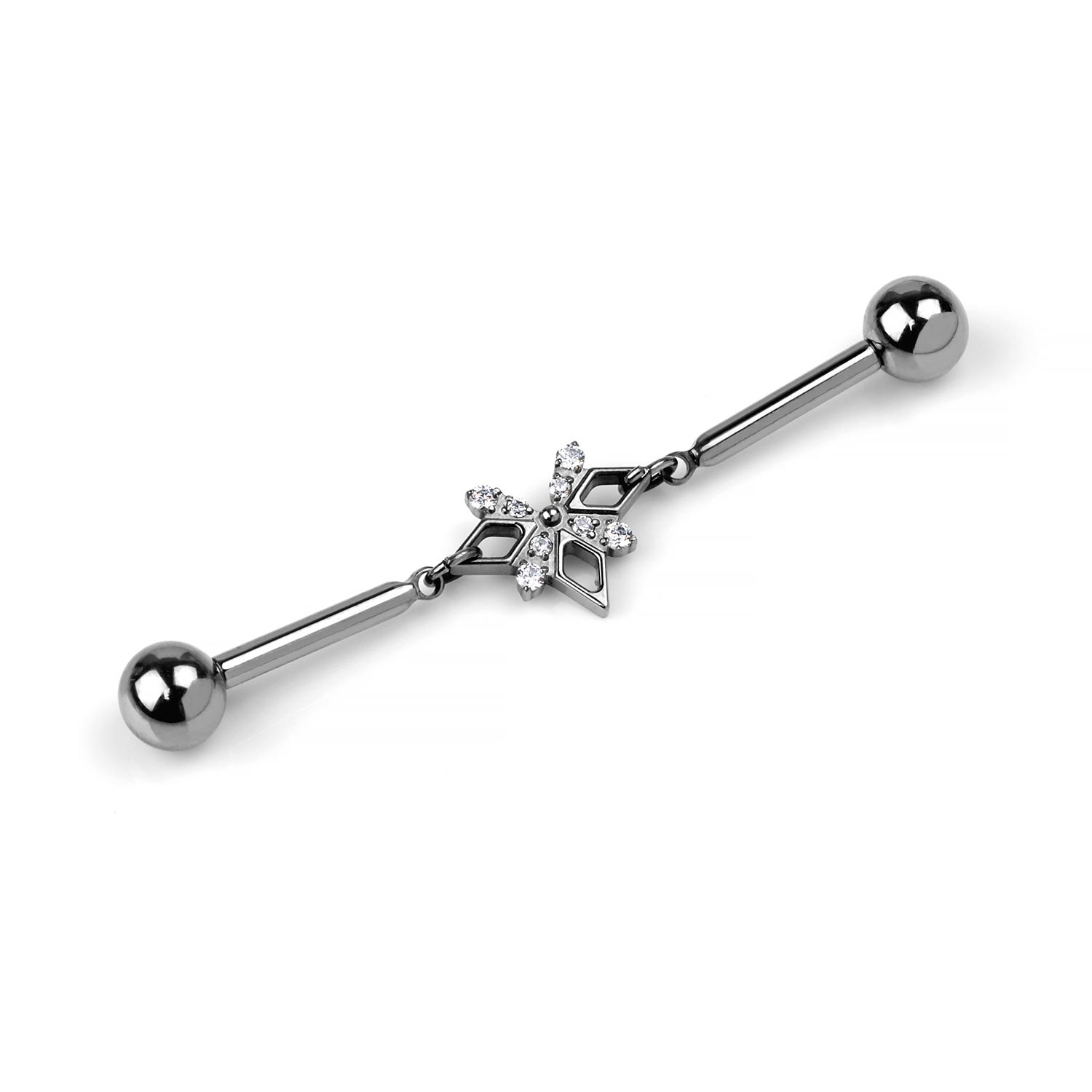 Titanium Gemmed Starburst Industrial Barbell