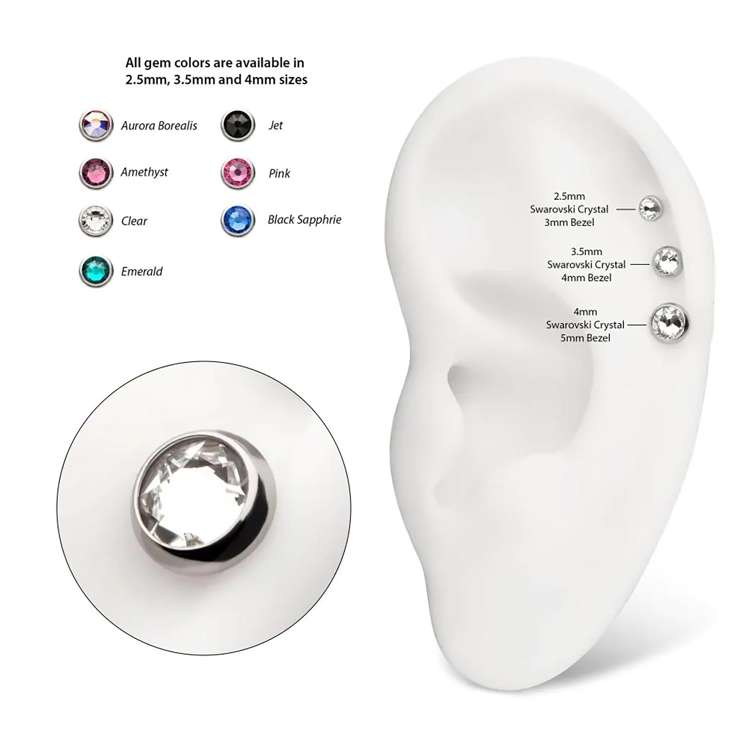 Invictus Titanium Low Profile Faceted Bezel Set Ends