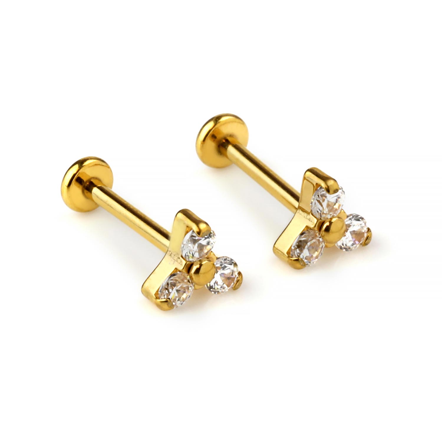 Titanium Trinity Gem Earrings For Multiple Piercings