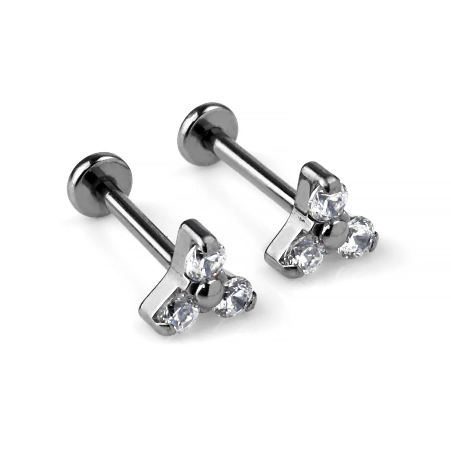 Titanium Trinity Gem Earrings For Multiple Piercings