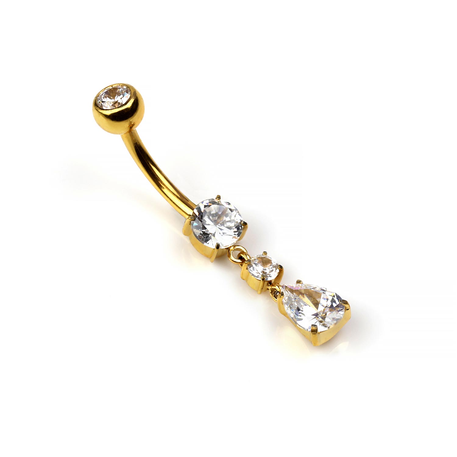 24k Gold Plated Titanium Gem Dangle Navel Piercing