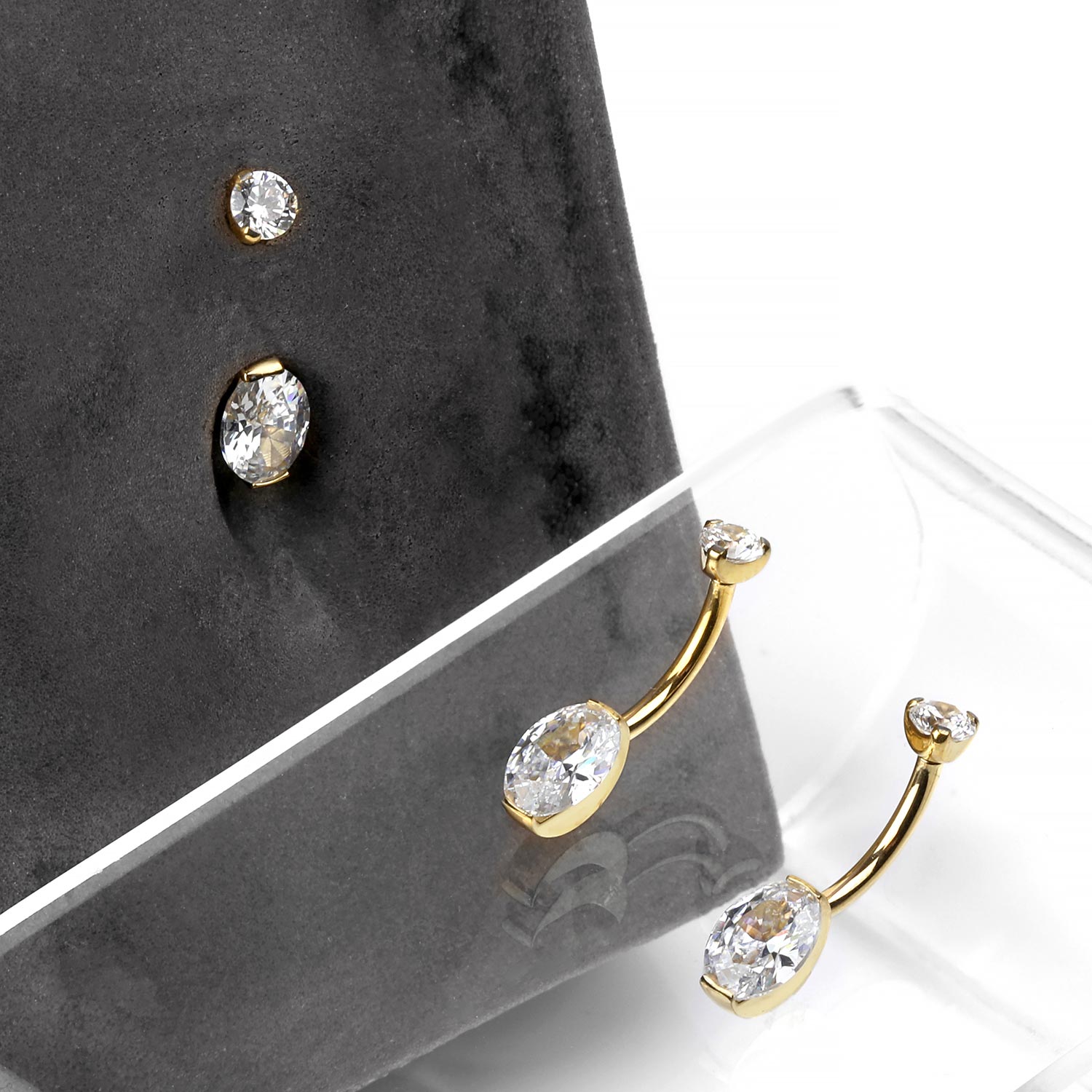 24k Gold Plated Titanium Oval Gem Navel Piercing