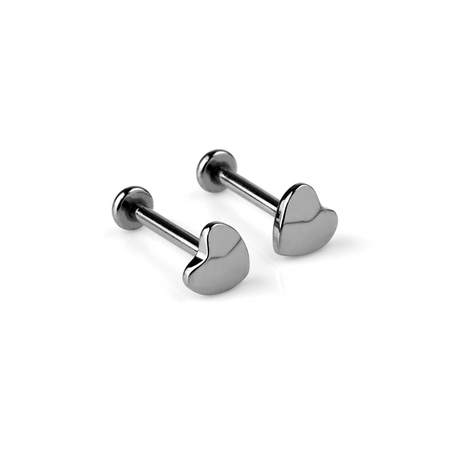 Titanium Heart Flatback Earrings For Ear Piercing