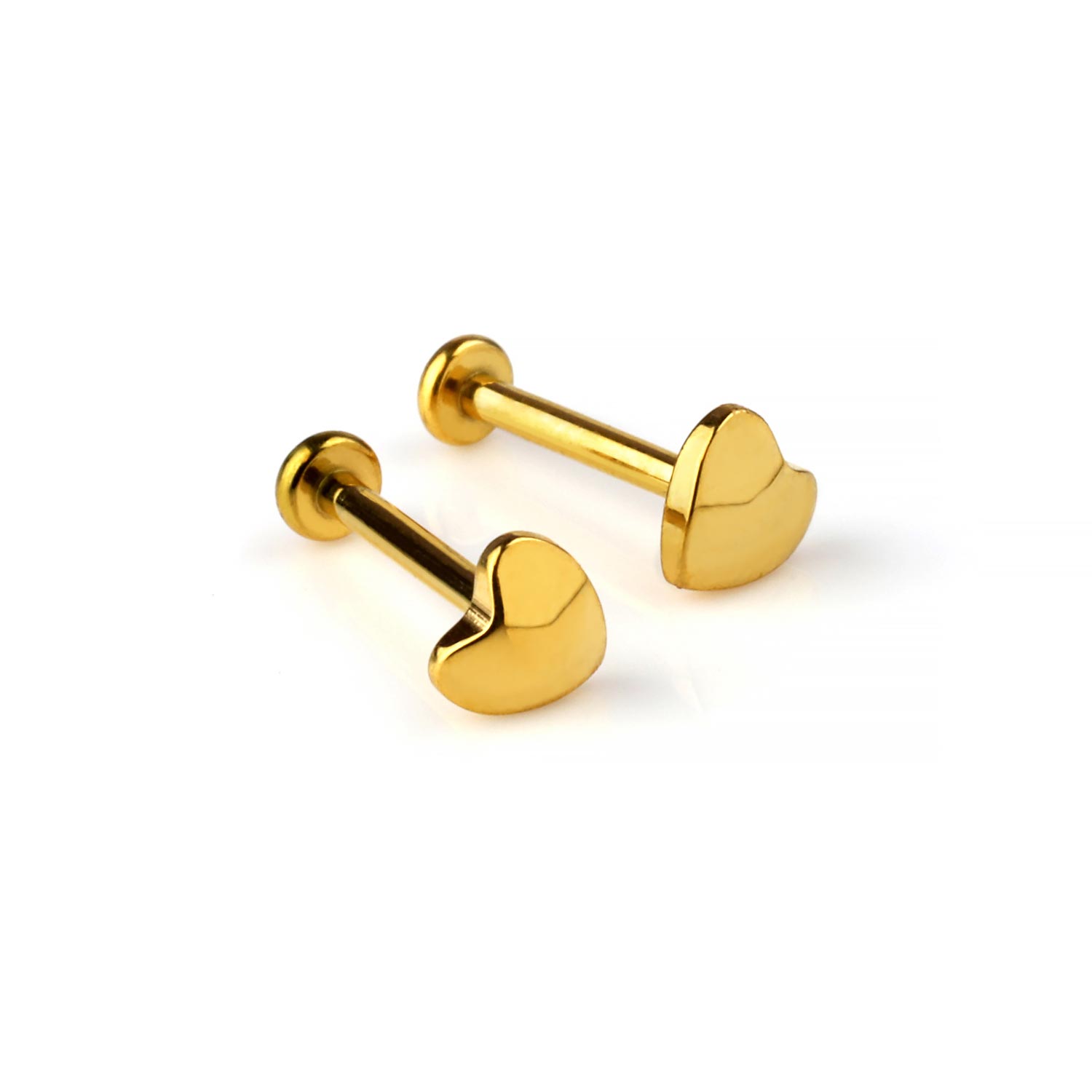 Titanium Heart Flatback Earrings For Ear Piercing