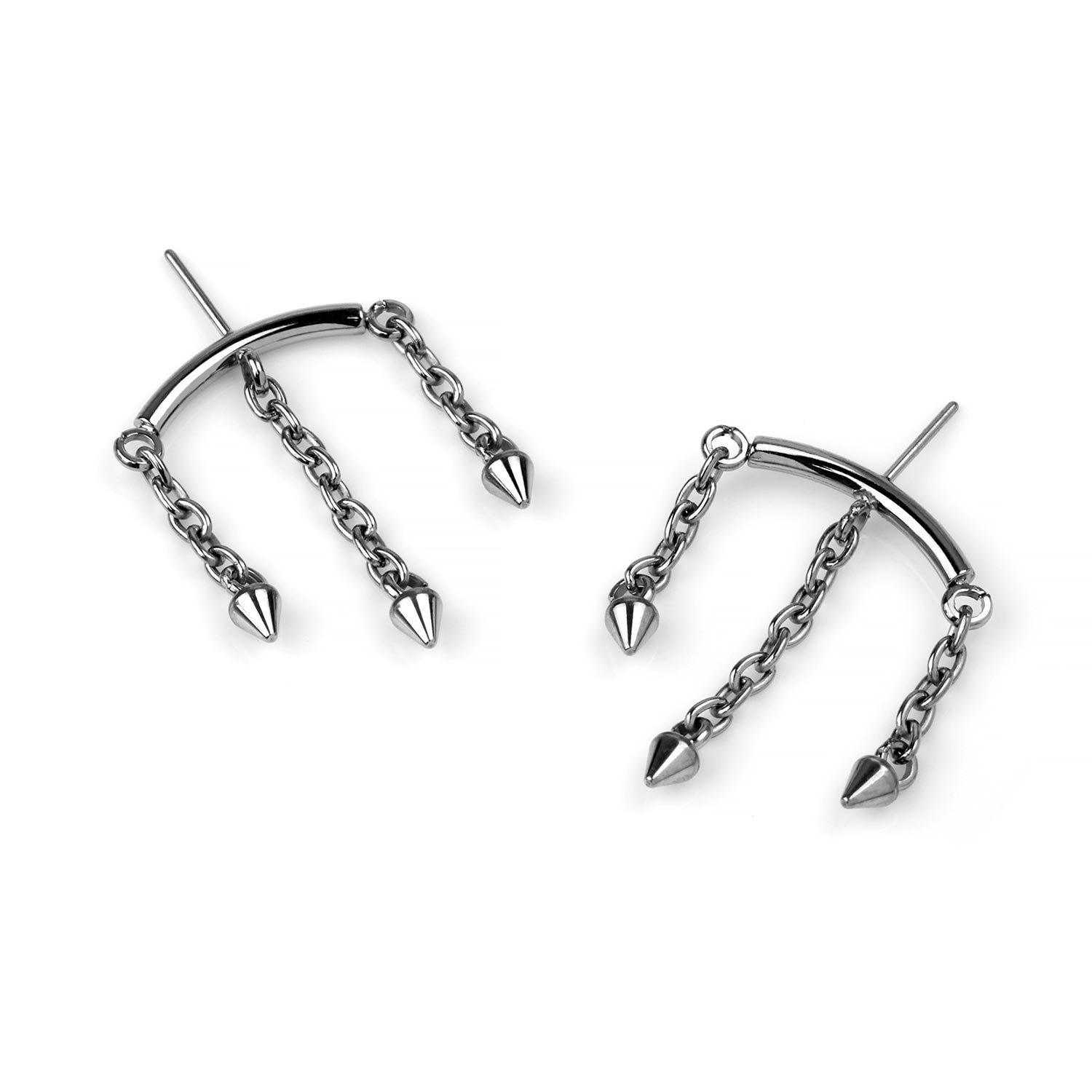 Titanium Hidden Helix Threadless End With Dangle Spikes