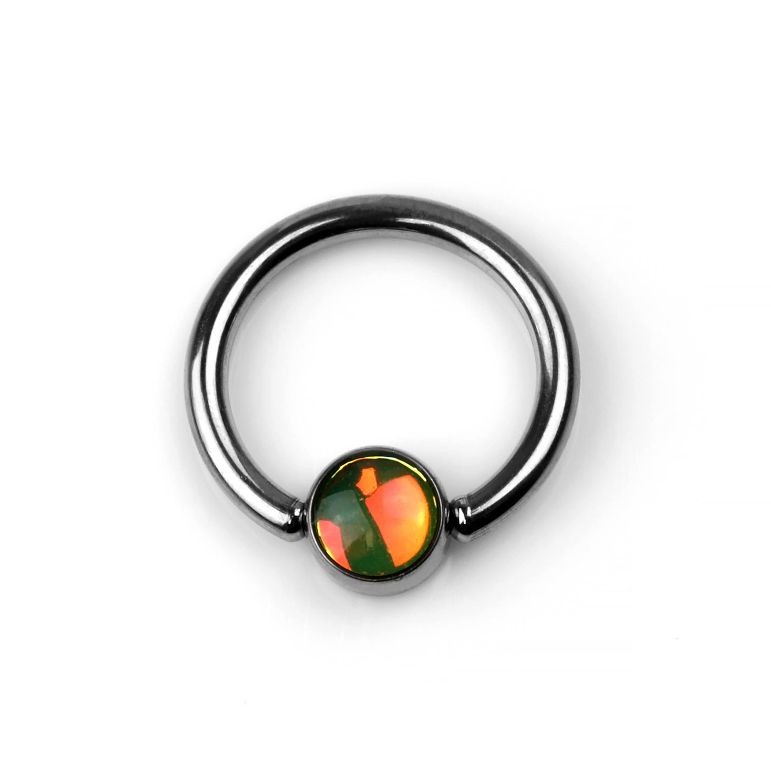 Titanium Hologram Captive Bead Ring