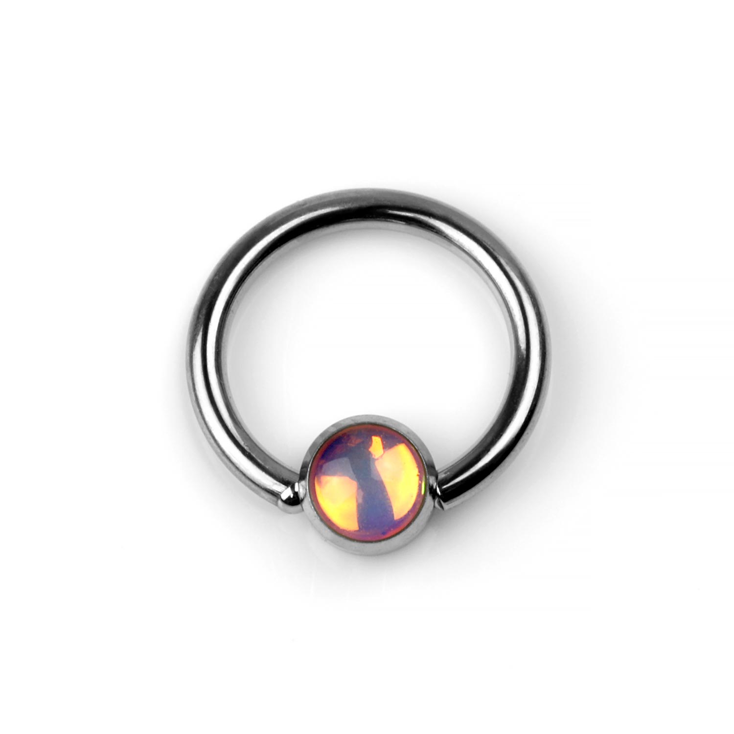 Titanium Hologram Captive Bead Ring