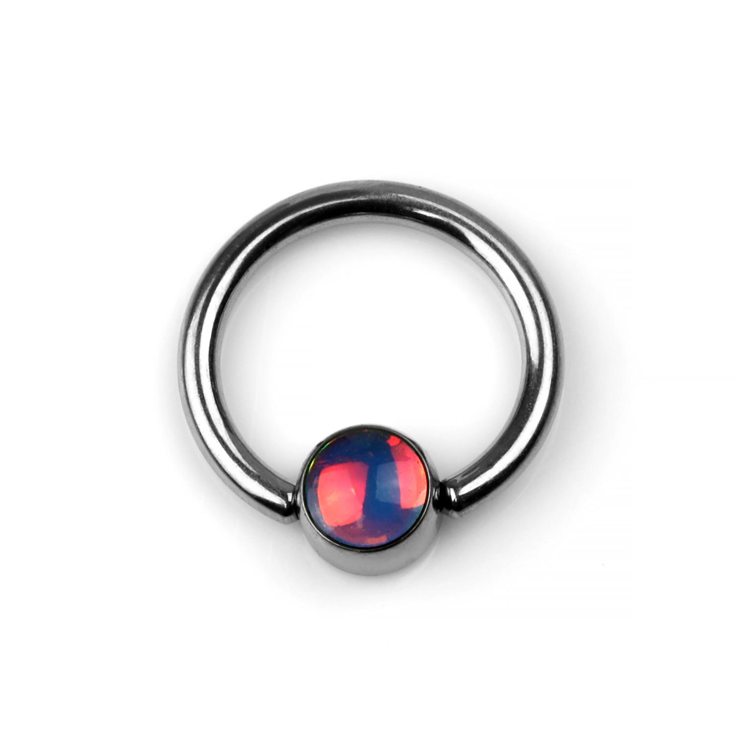Titanium Hologram Captive Bead Ring