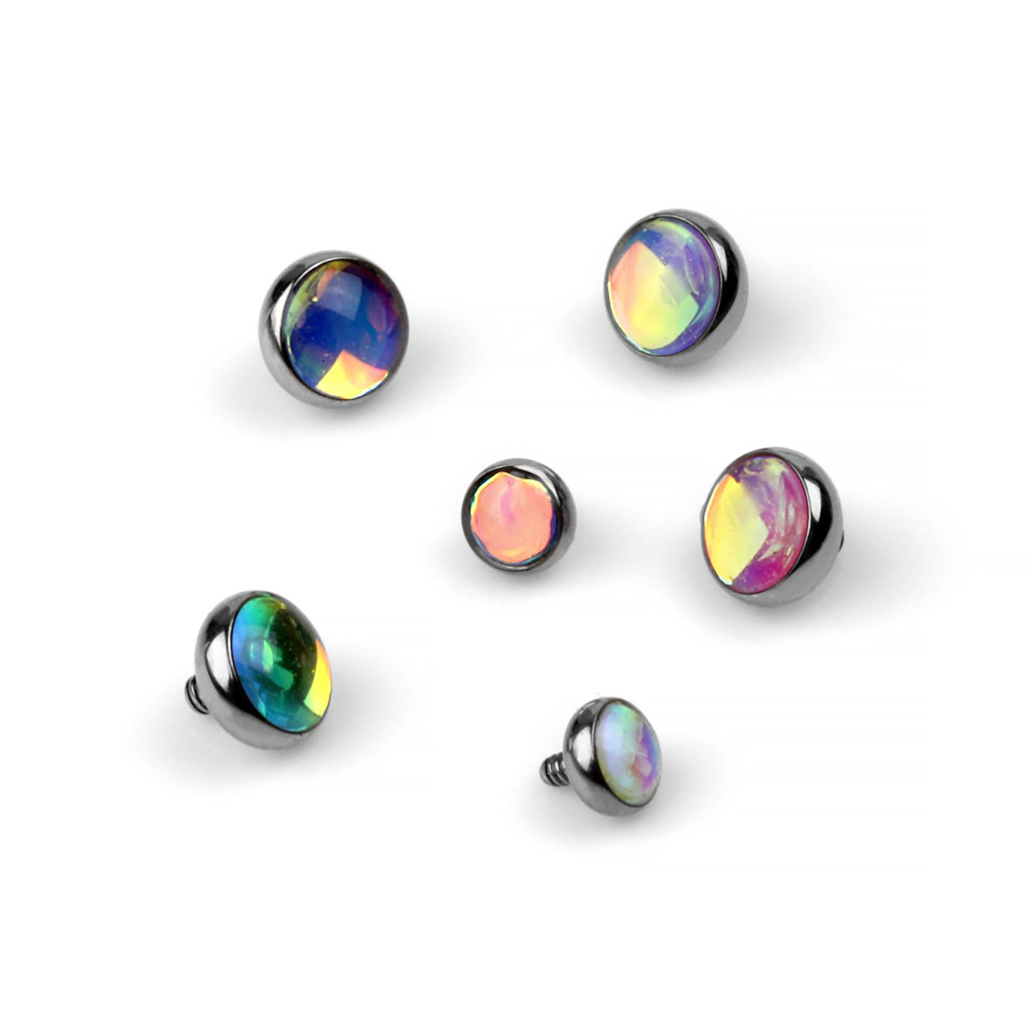 Titanium Threaded Bezel Hologram Gem Ends