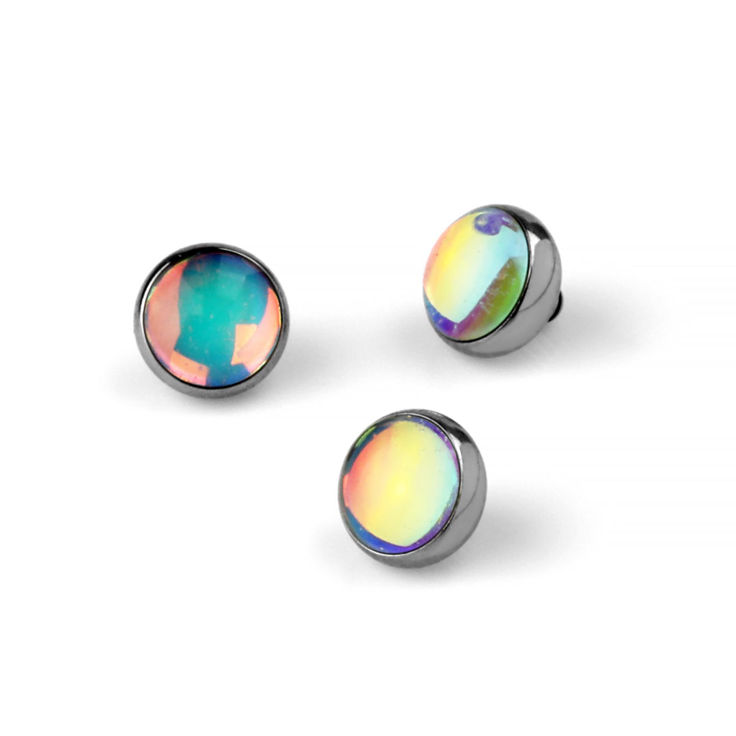 Titanium Threaded Bezel Hologram Gem Ends