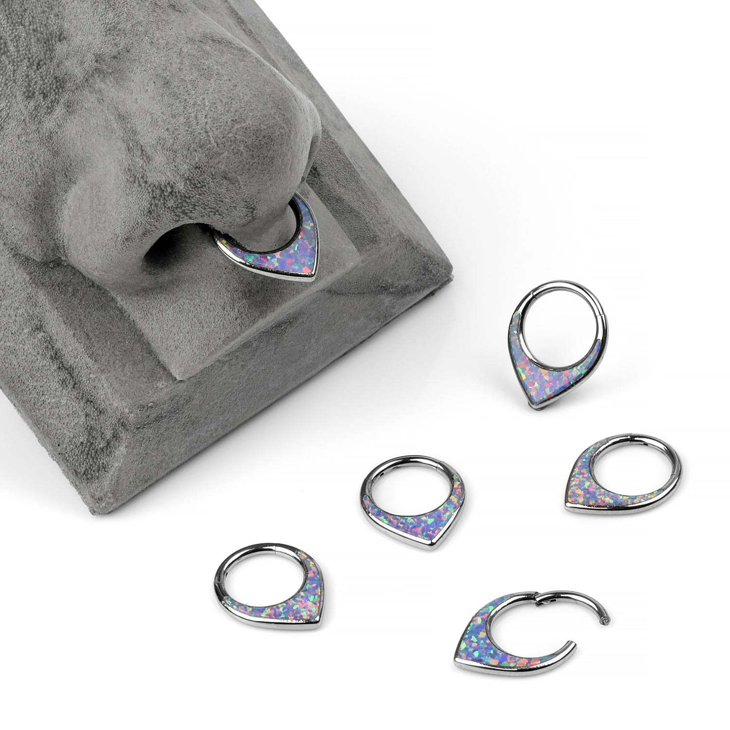 Titanium Opal Teardrop Clicker Daith Helix Septum