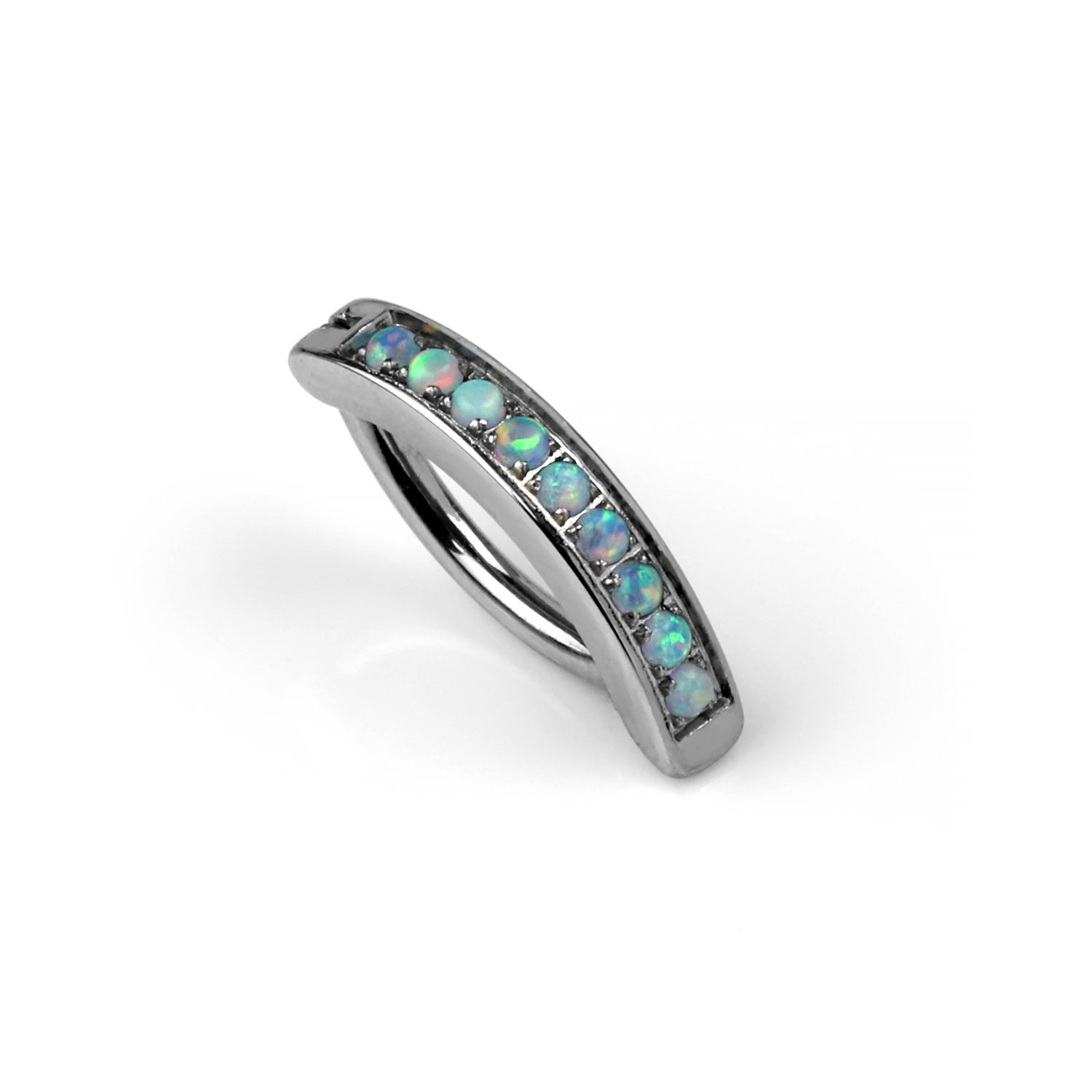Steel Opal Sequence Rail Navel Clickers