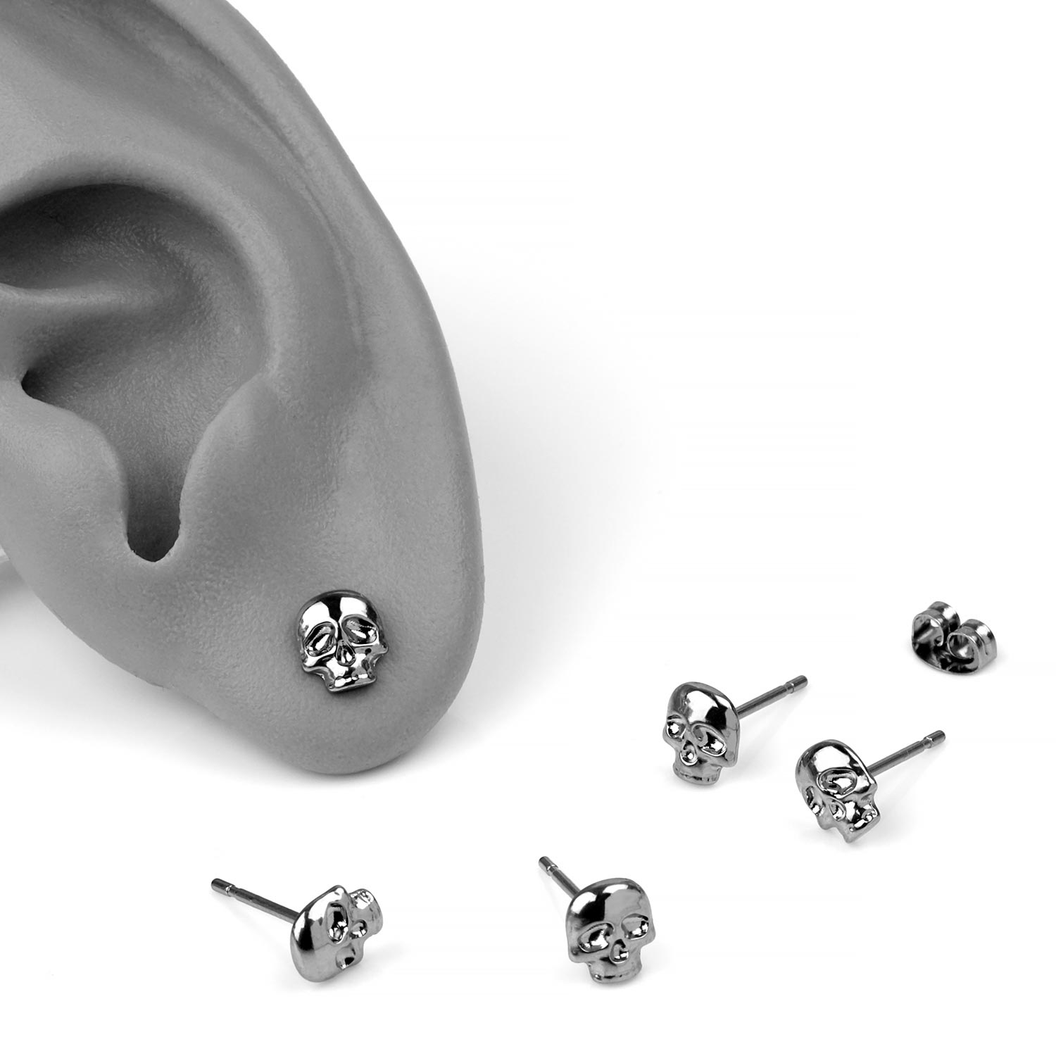 Titanium Skull Stud Earrings