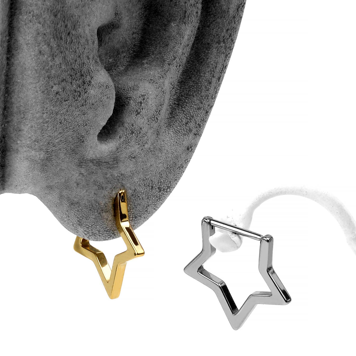Titanium Star Hoop Earrings