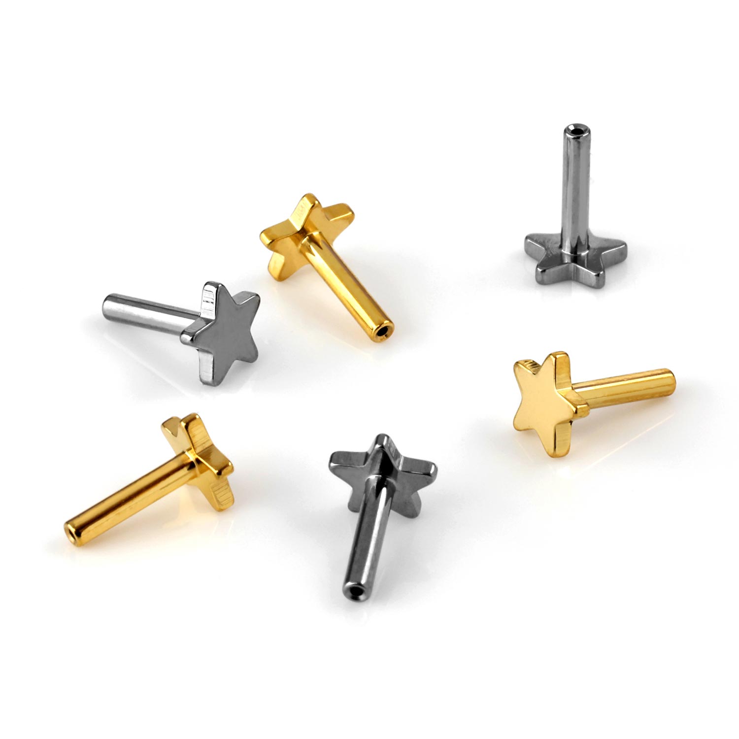 Titanium Threadless Labret Star For Piercings