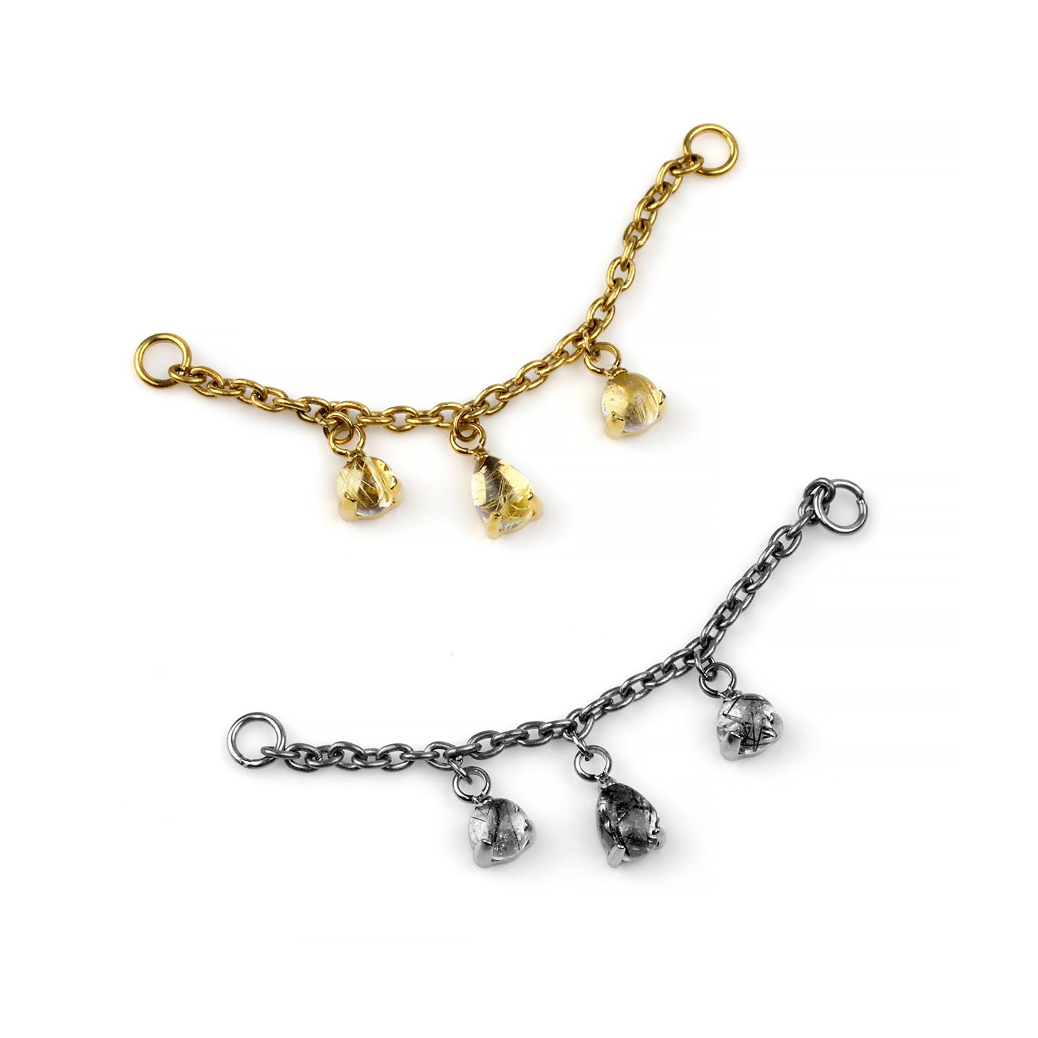 Titanium Rutilated Amd Tourmalated Quartz Piercing Chains