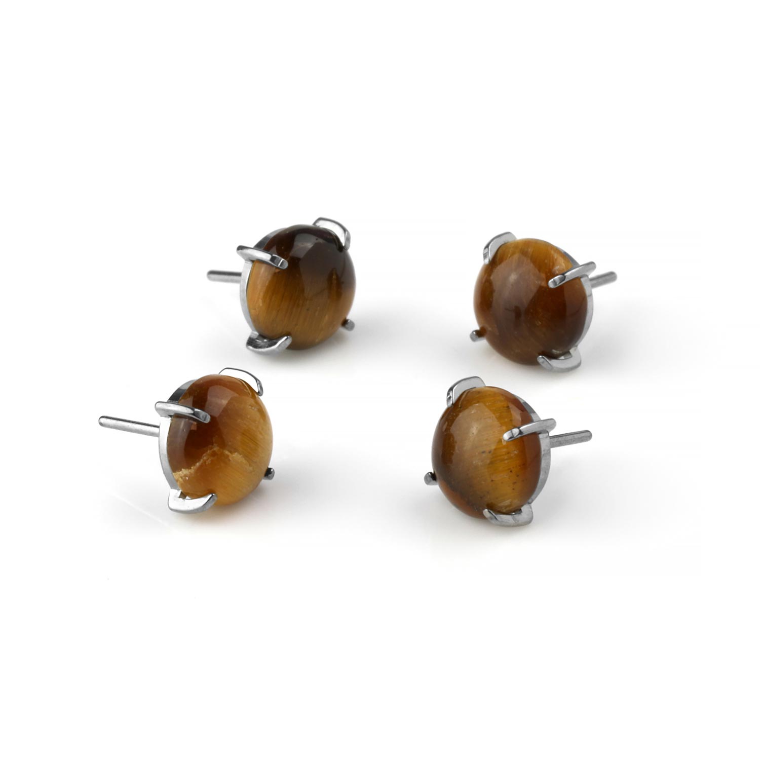 Titanium Prong Set Natural Stone Threadless Ends