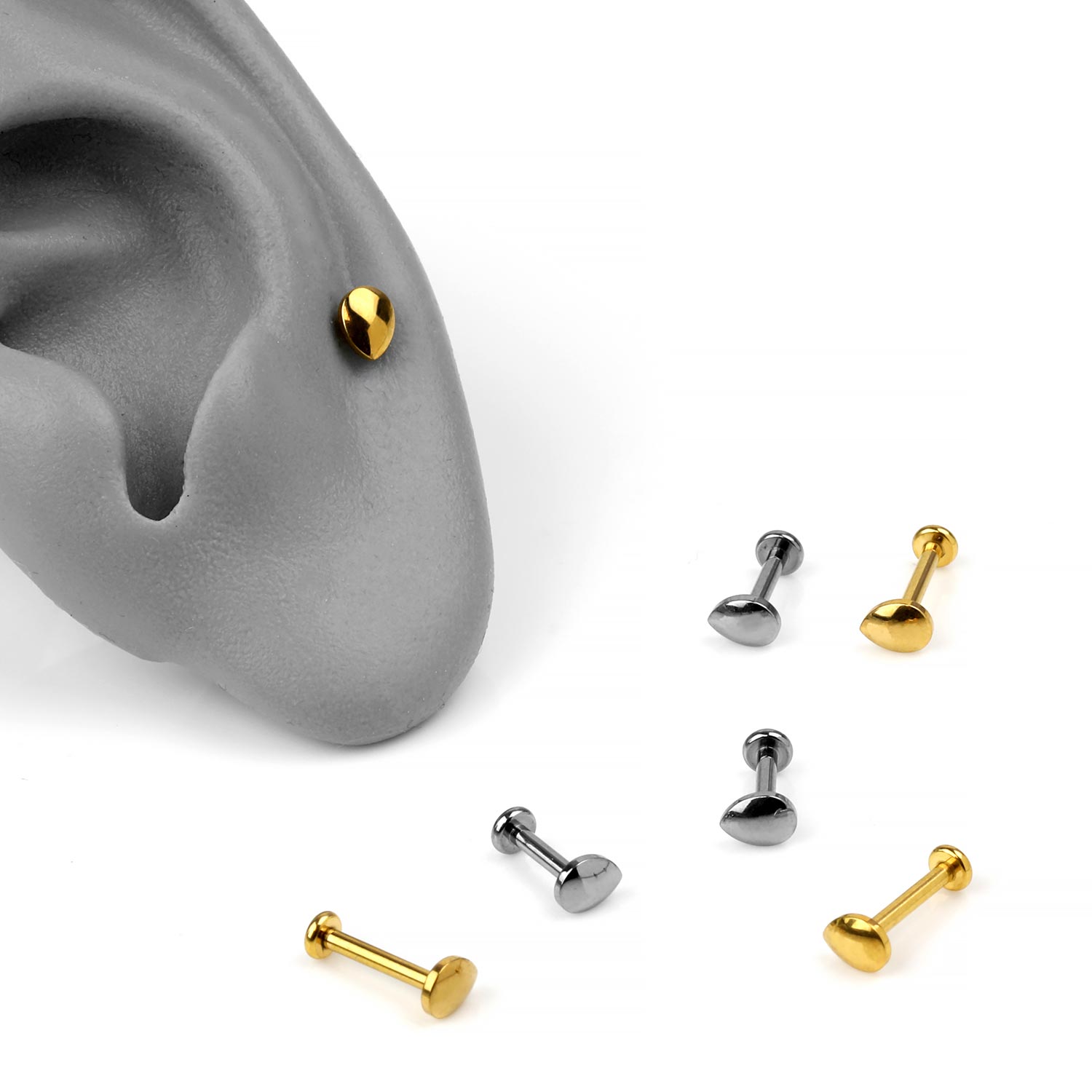 Internally Threaded Titanium Rounded Teardrop Labret